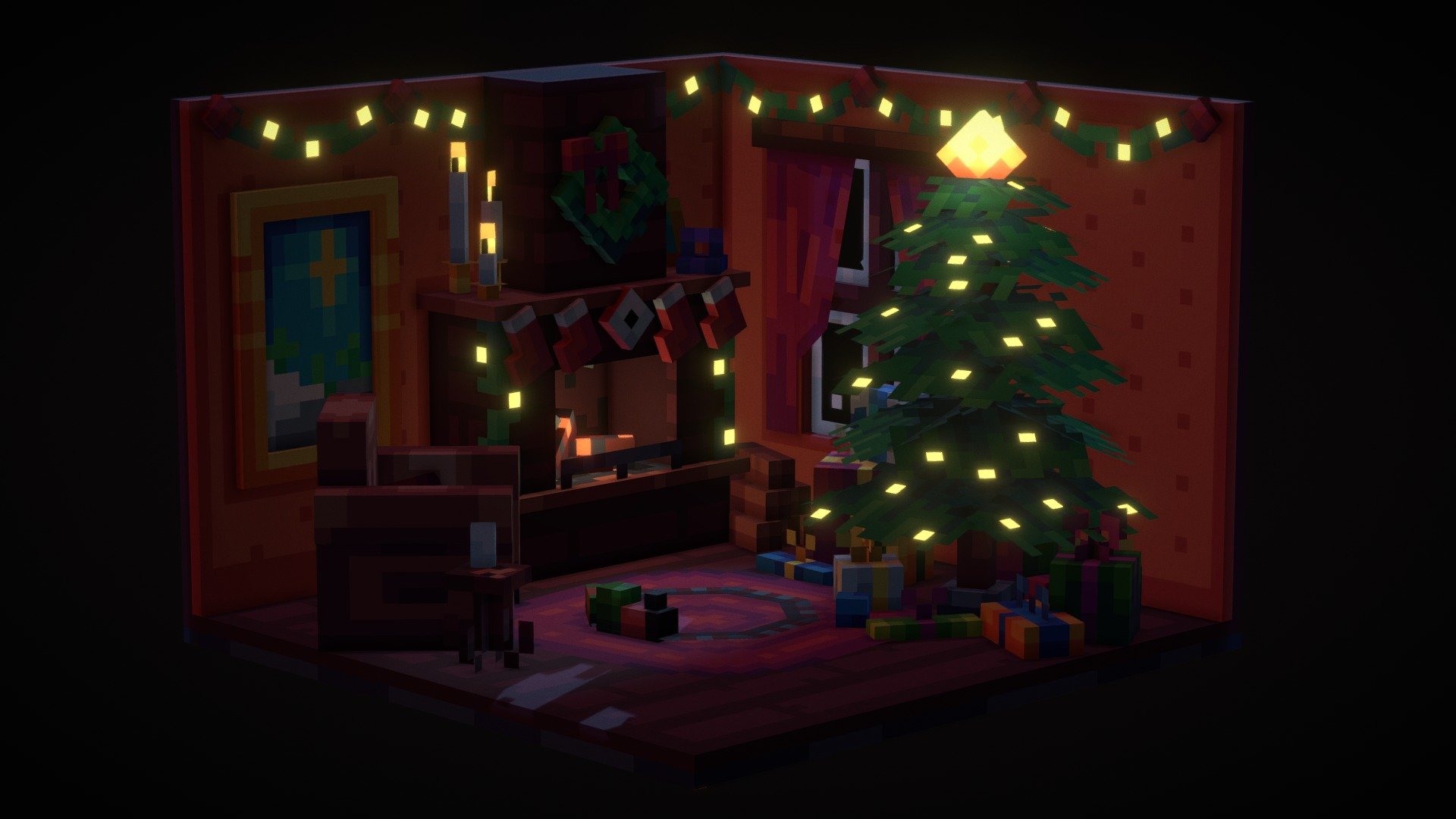 Cliché Christmas Scene - 3D model by BOXjordiHEAD [2075234] - Sketchfab