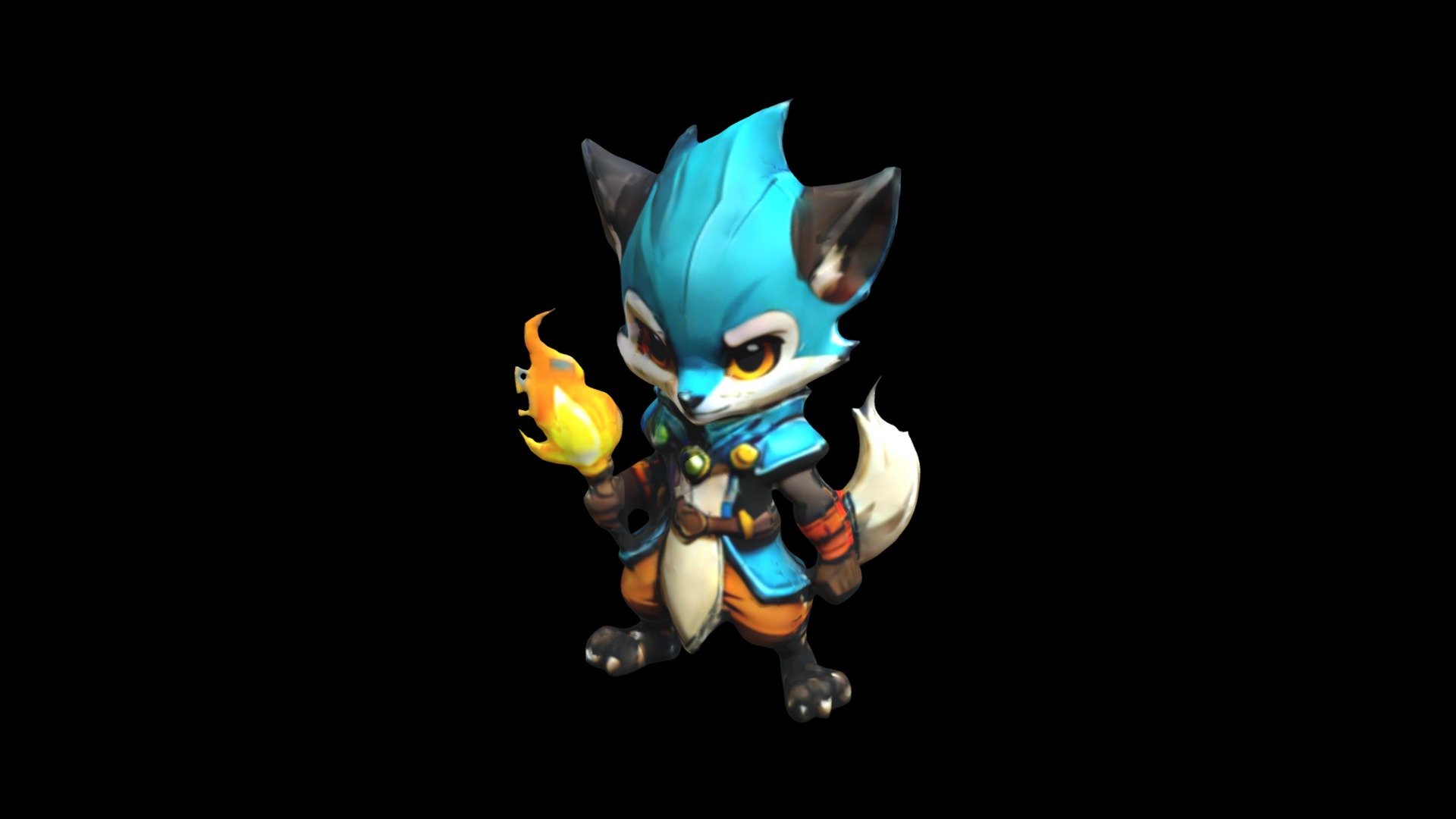 The image portrays a blue fox-like character wit - Download Free 3D ...
