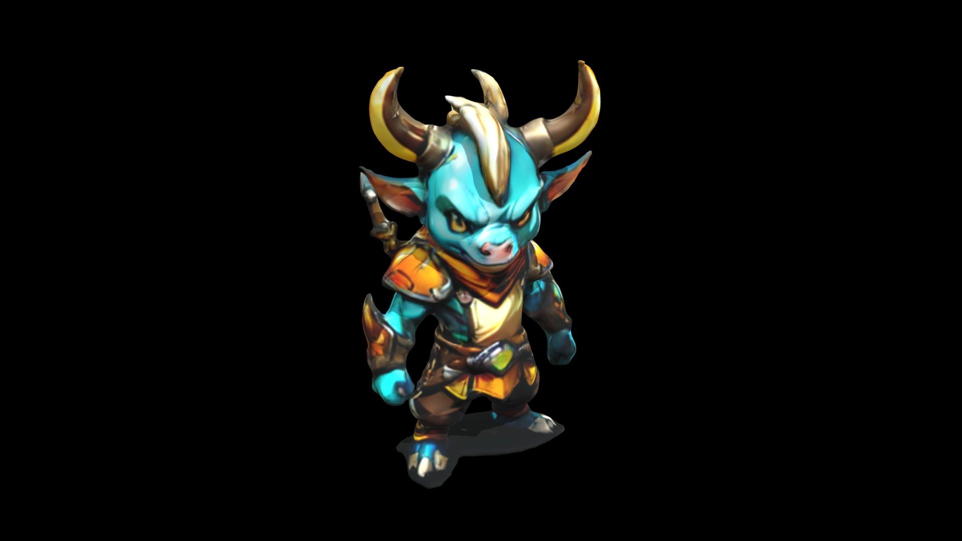 A cartoonish image of a blue bull-like creature - Download Free 3D ...