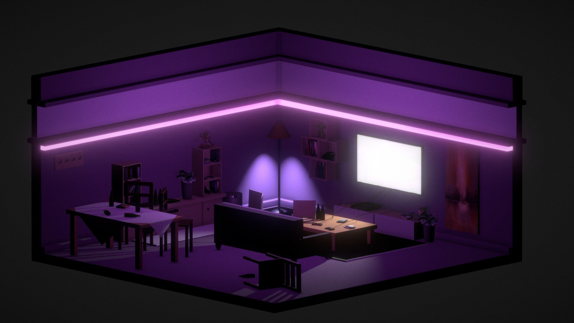 Midnight Game Party Room - 3D model by Astrien [208159e] - Sketchfab