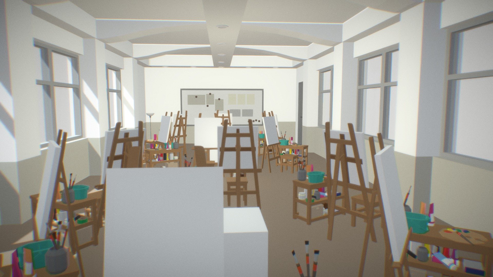 Indoor Scene - art studio, art class, work space - Buy Royalty Free 3D ...