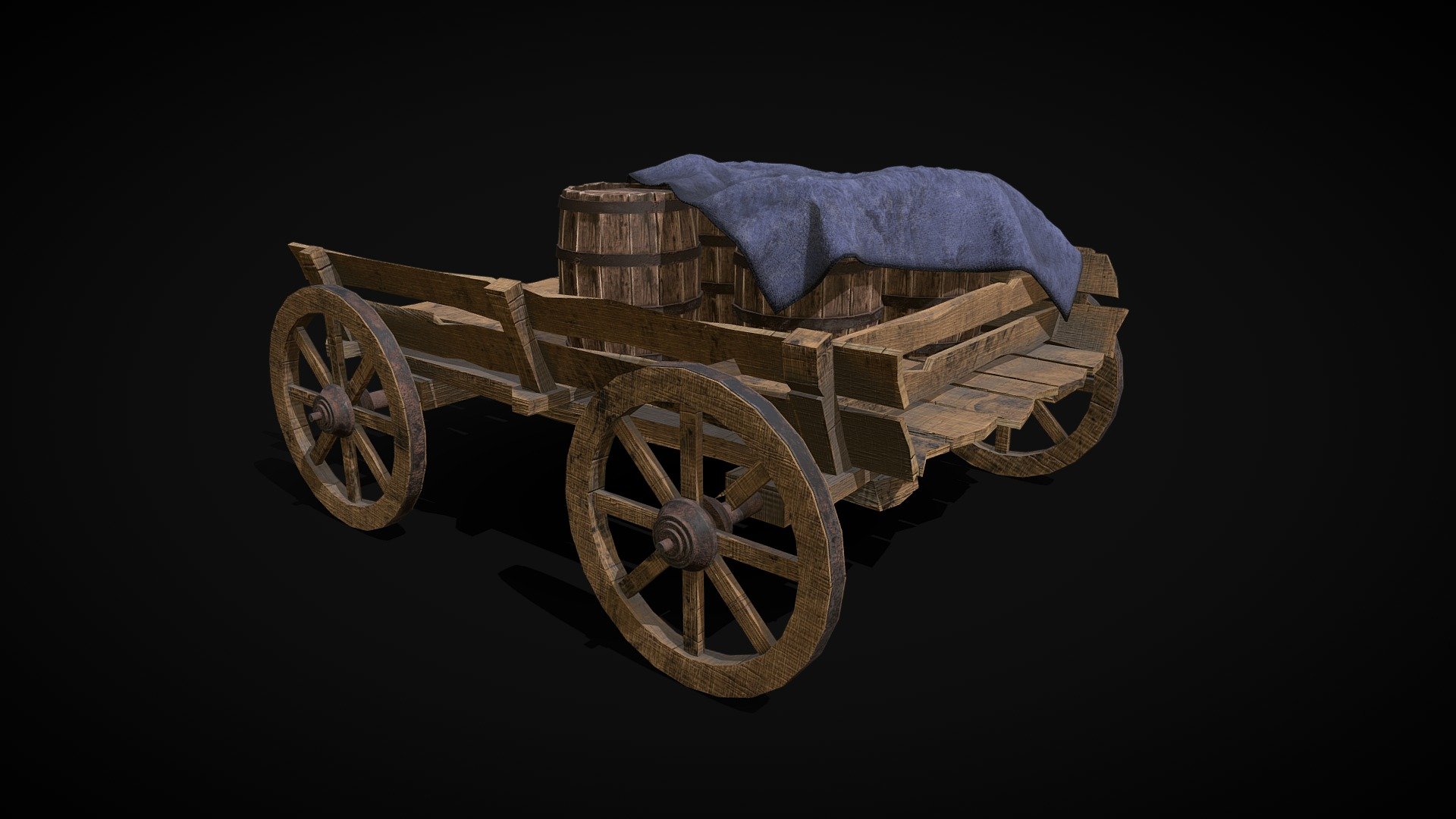Wooden Barrow - Download Free 3D model by Anna Rymarczyk (@ann.rym ...