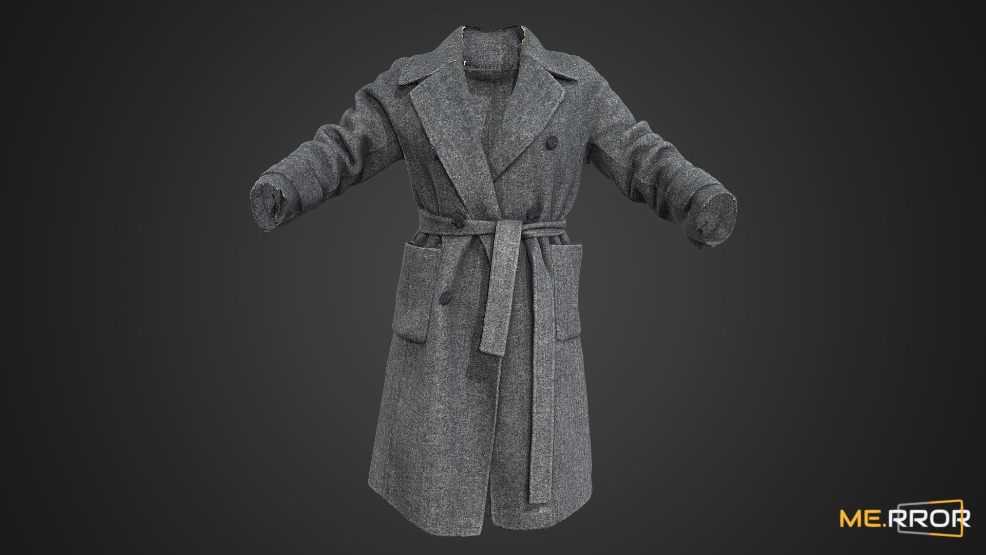Women's Gray Wool Coat - Buy Royalty Free 3D model by ME.RROR Studio ...