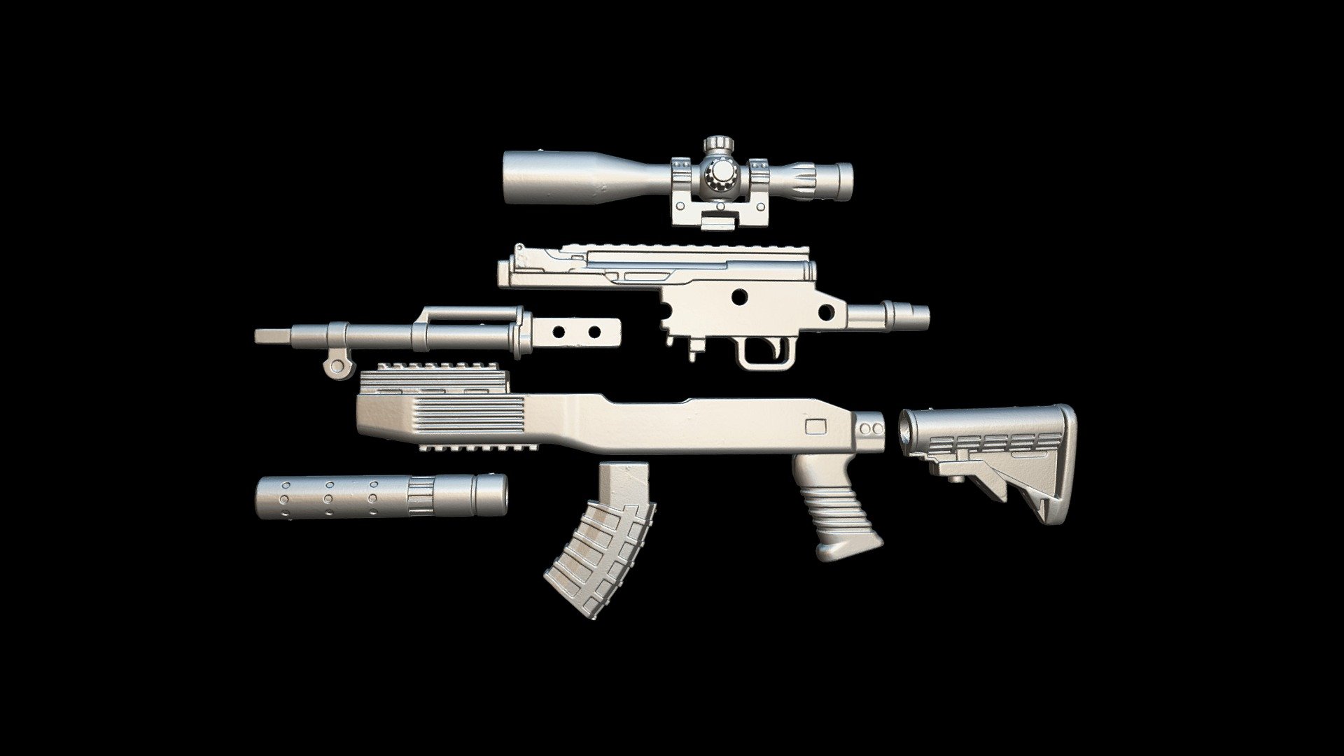 FDE SKS Rifle VR / AR / high-polygon 3d model - Download Free 3D model ...