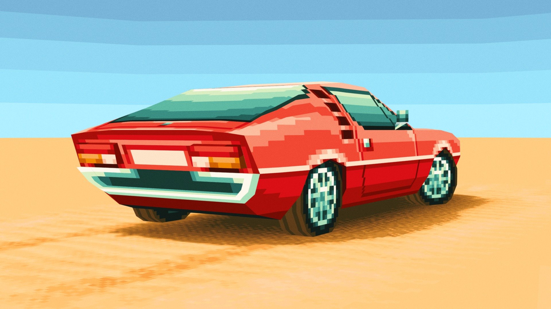 Alfa Romeo Montreal (Low-poly pixel art) - 3D model by Evgeniy (@evgeniyy) [20e17a4] - Sketchfab