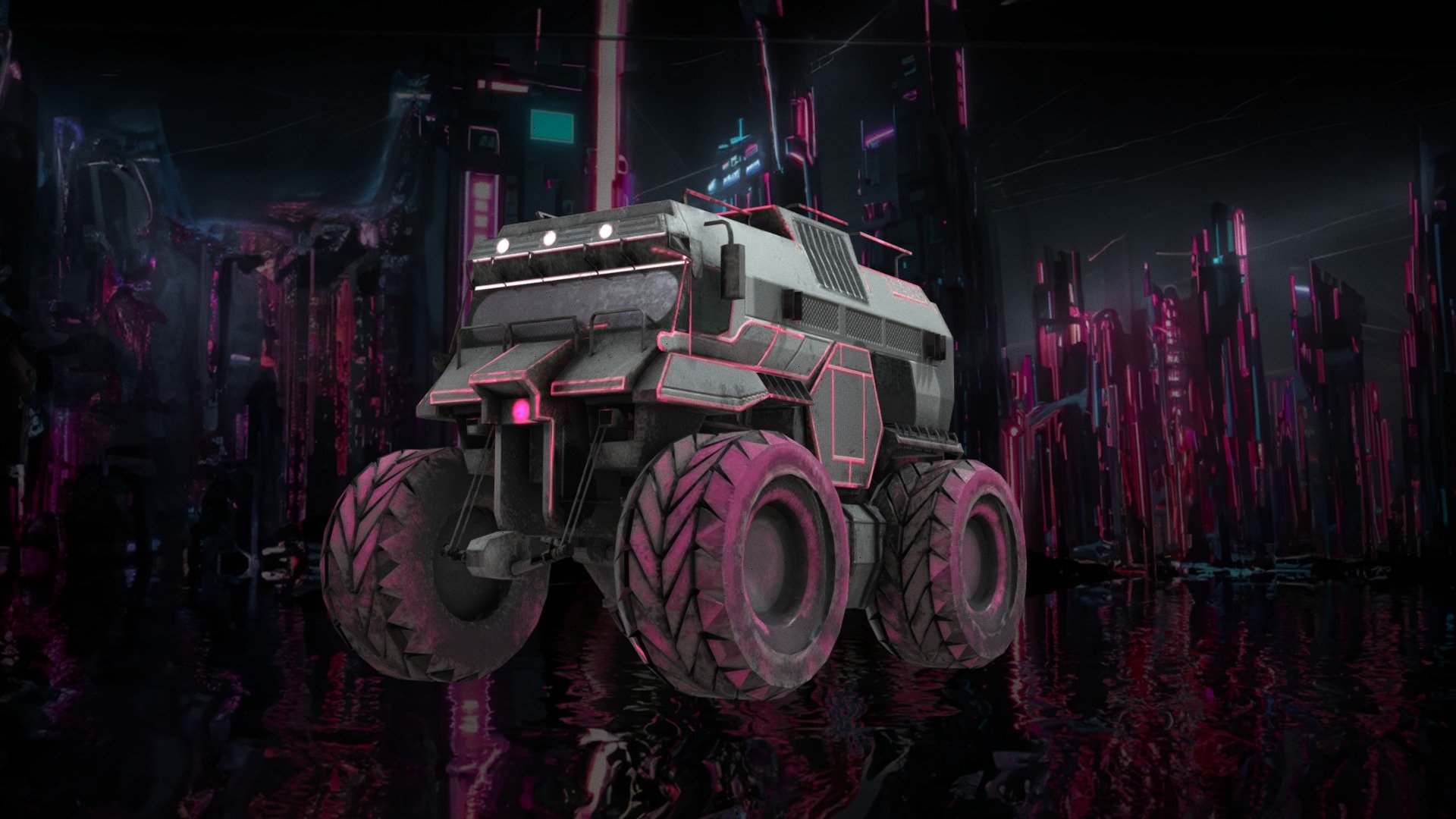 Stylized Monster Truck_Neon - Download Free 3D model by lizhou ding ...