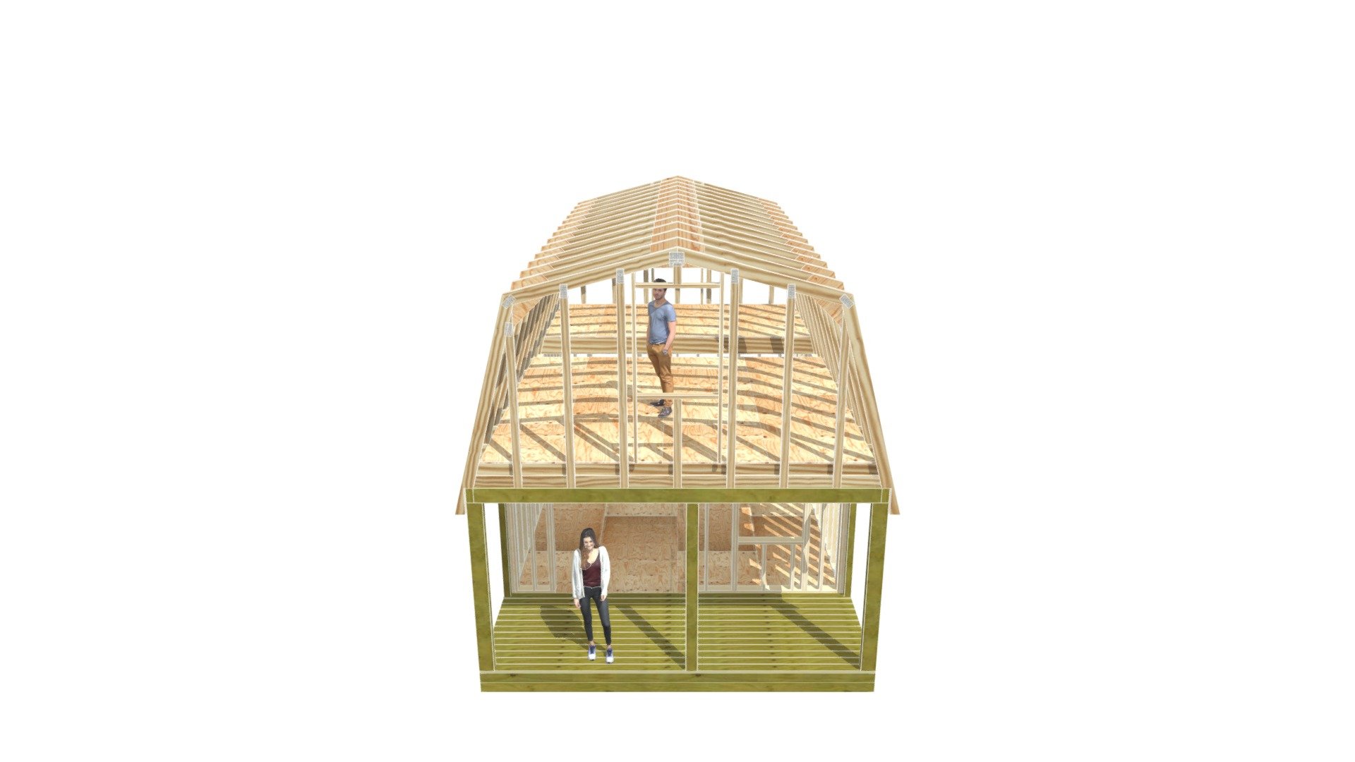 16x20 Barn Shed with front porch - 3D model by shedking [20e4287 ...
