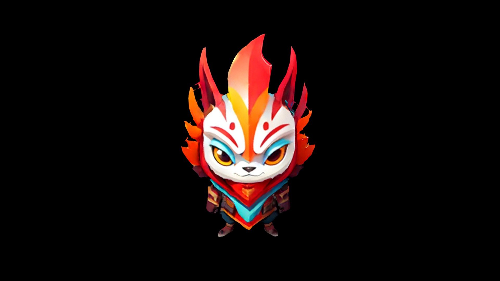A white and orange fire-themed character with a - Download Free 3D ...