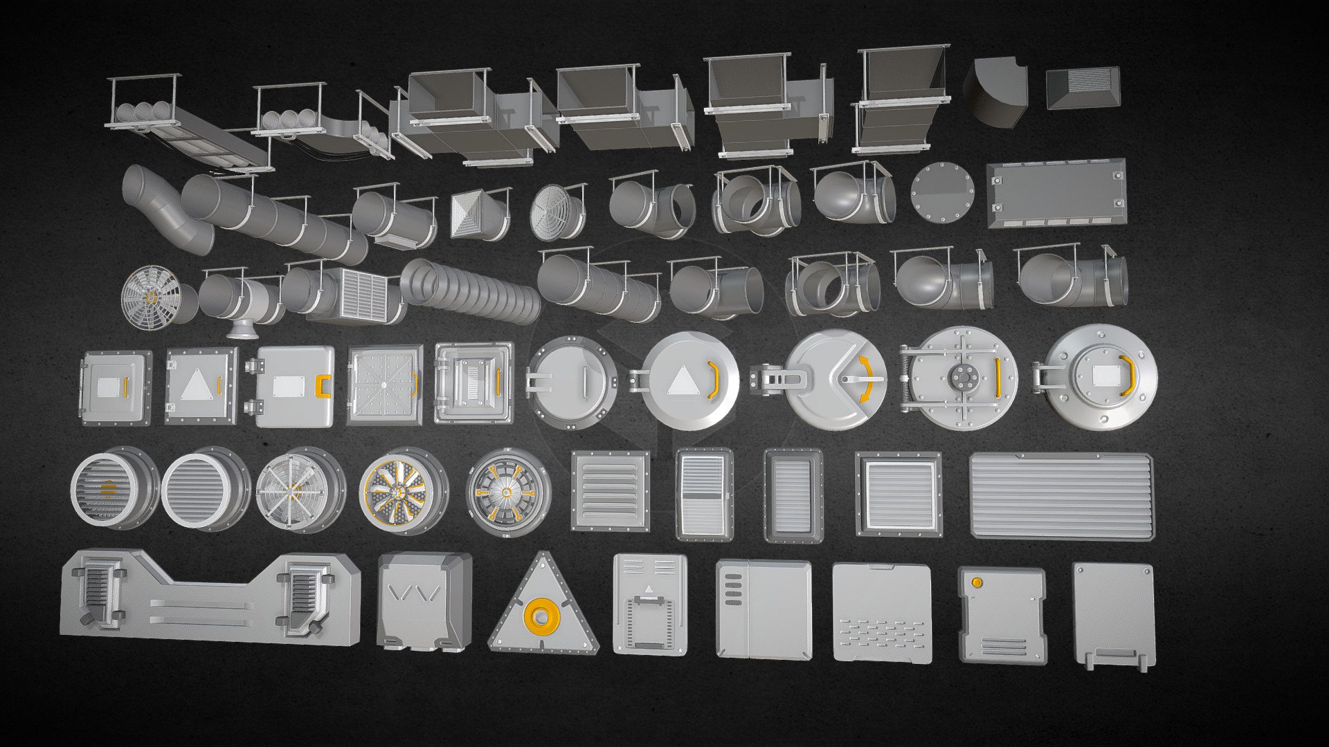 Industrial Kitbash - 8 - 55 pieces - 3D model by 3d.armzep [20f7fae ...