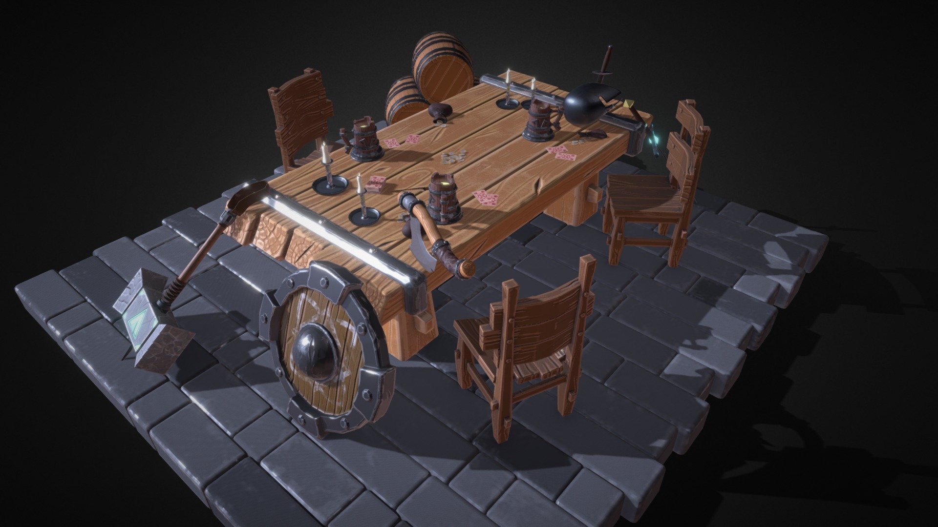 Stylized Medieval/Fantasy Tavern Scene - 3D model by Discover ...