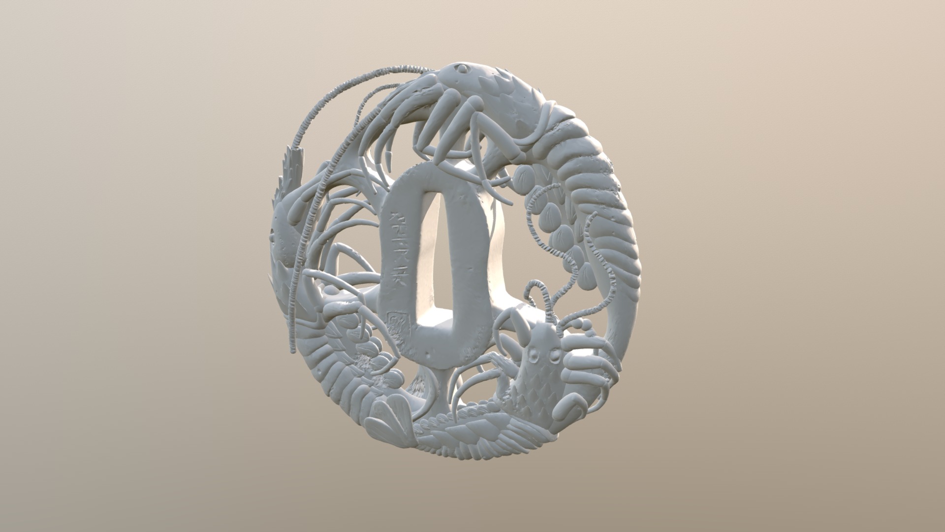 Shrimp Tsuba (Final) - 3D model by NANeville [2106094] - Sketchfab