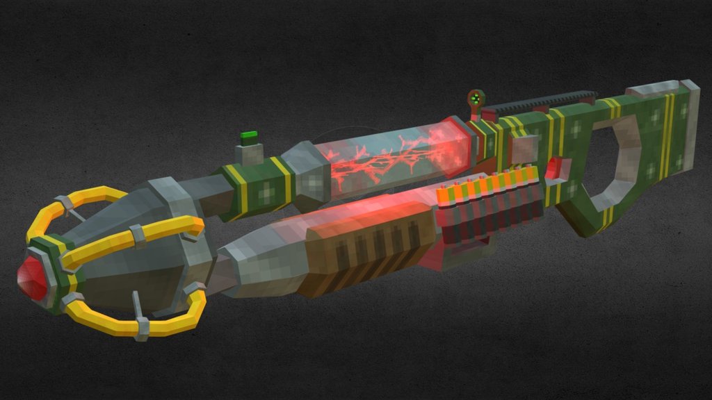 LowPoly Laser Rifle Mk0 (Crimson Prime) - 3D model by StrykerTorstein ...