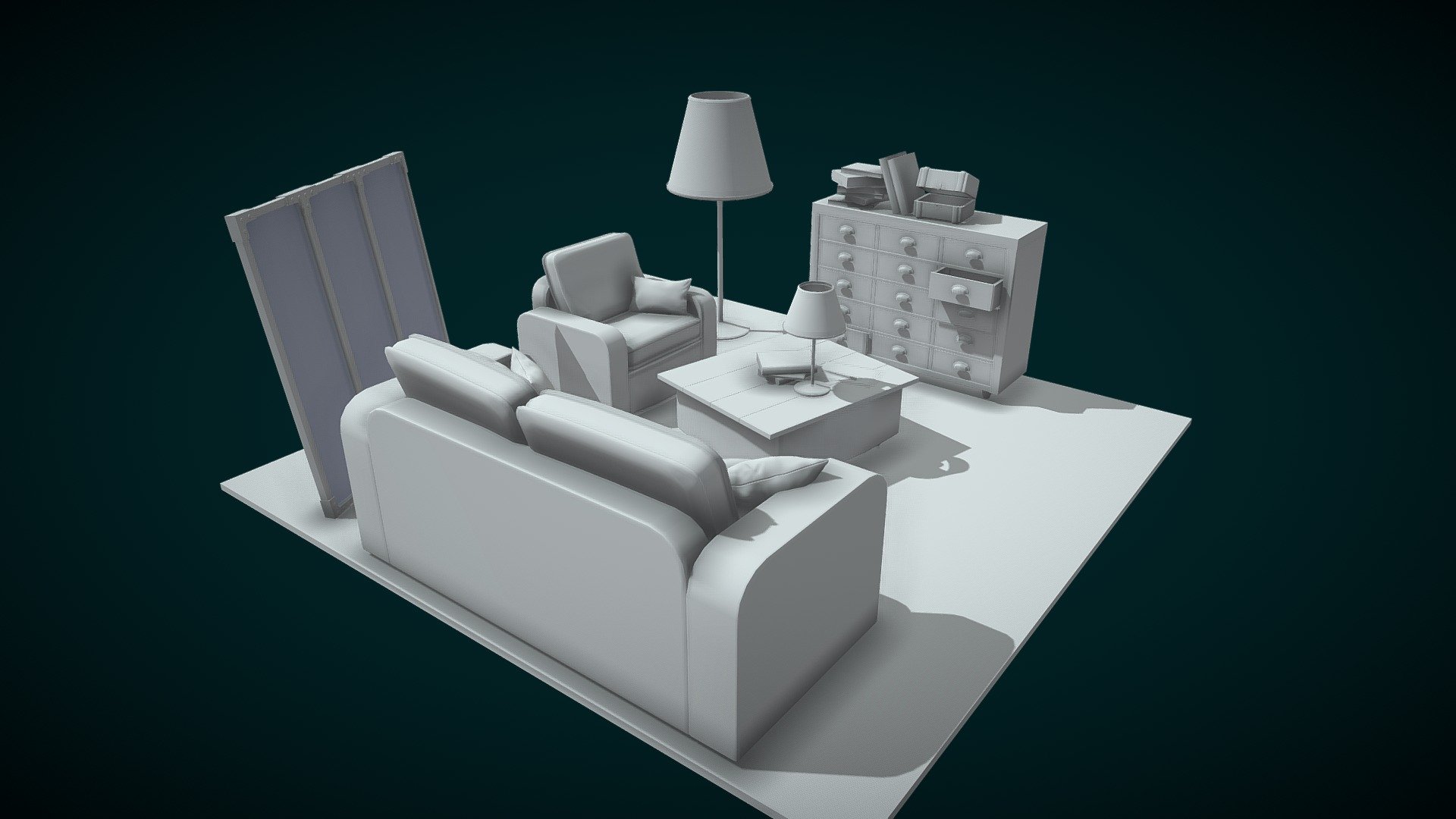 Living room - 3D model by Rodrigue (@rodriguedesouza) [211c68e] - Sketchfab