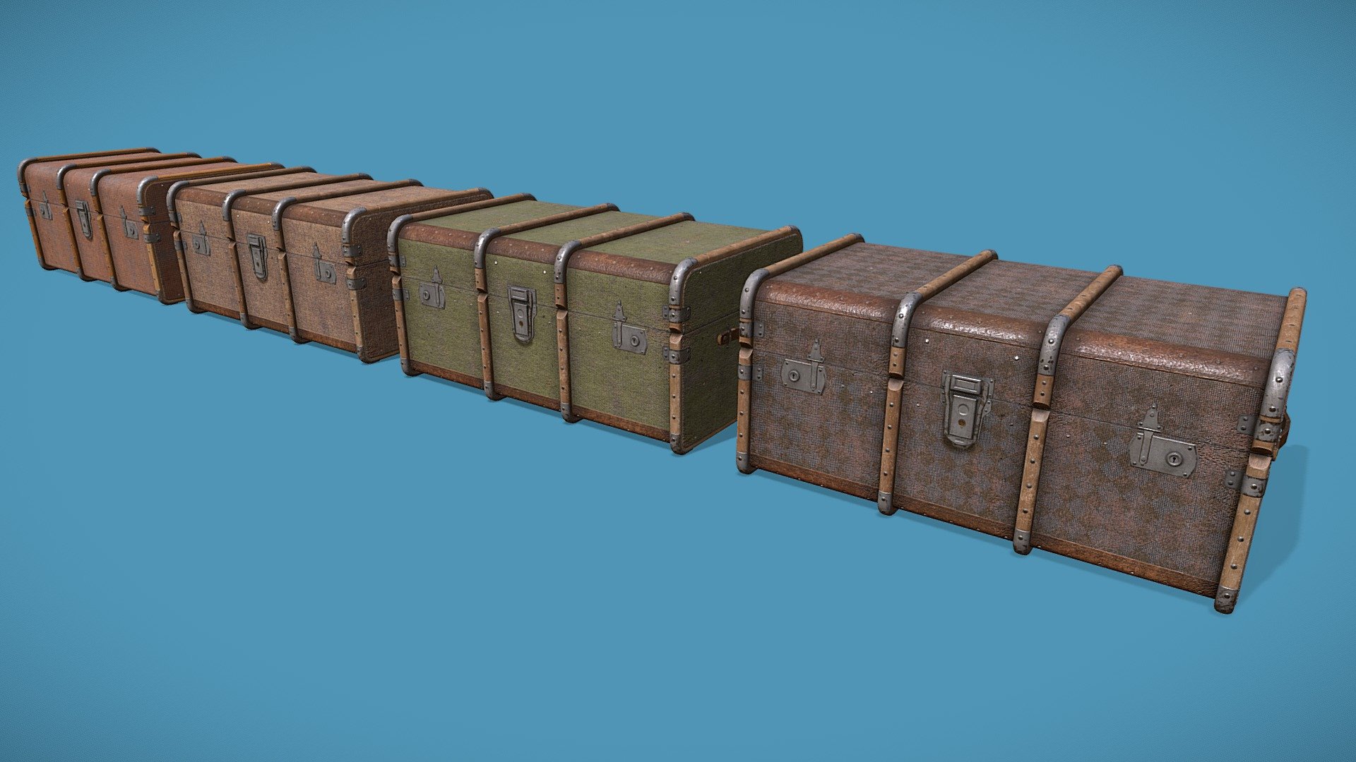 Antique Luggage - Steamer Trunks Type B - Download Free 3D model by Mad ...