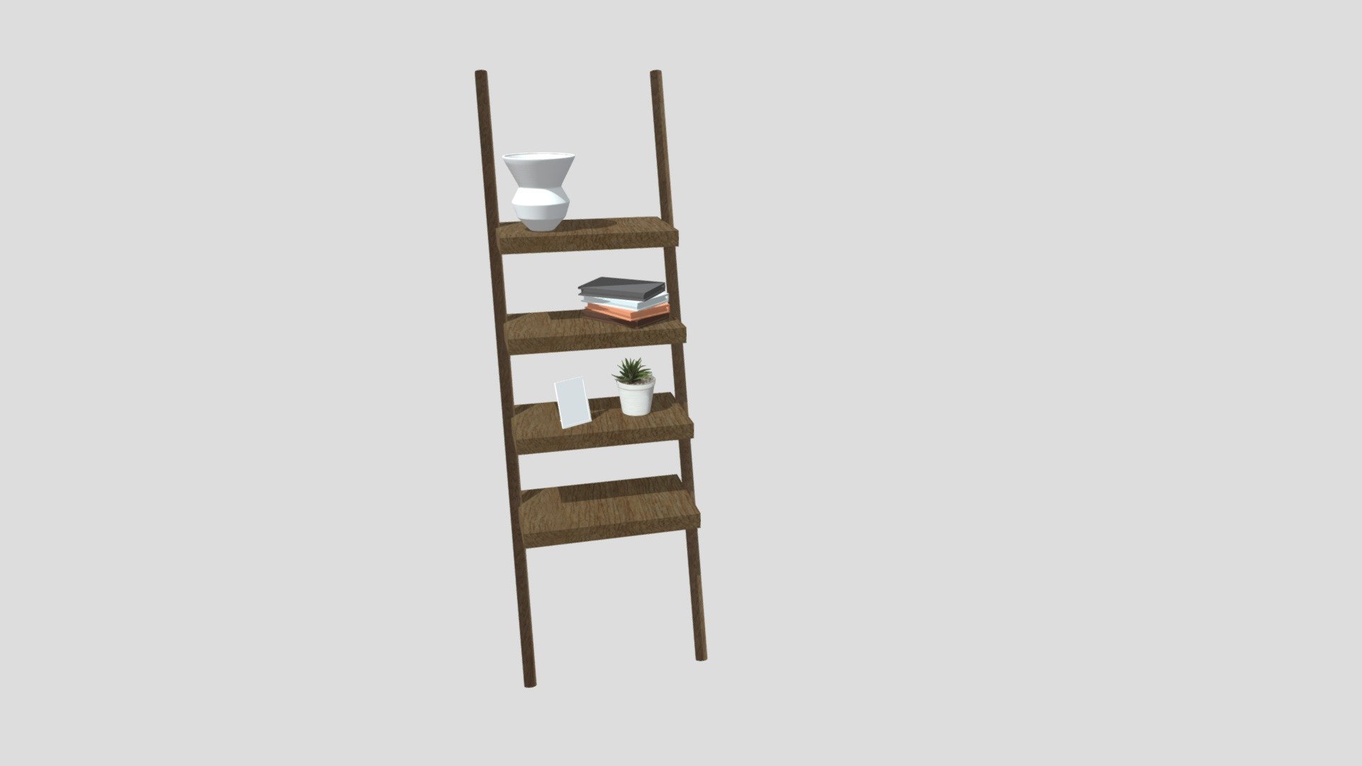 Wooden Ladder with decoration objects 3d model - 3D model by ...