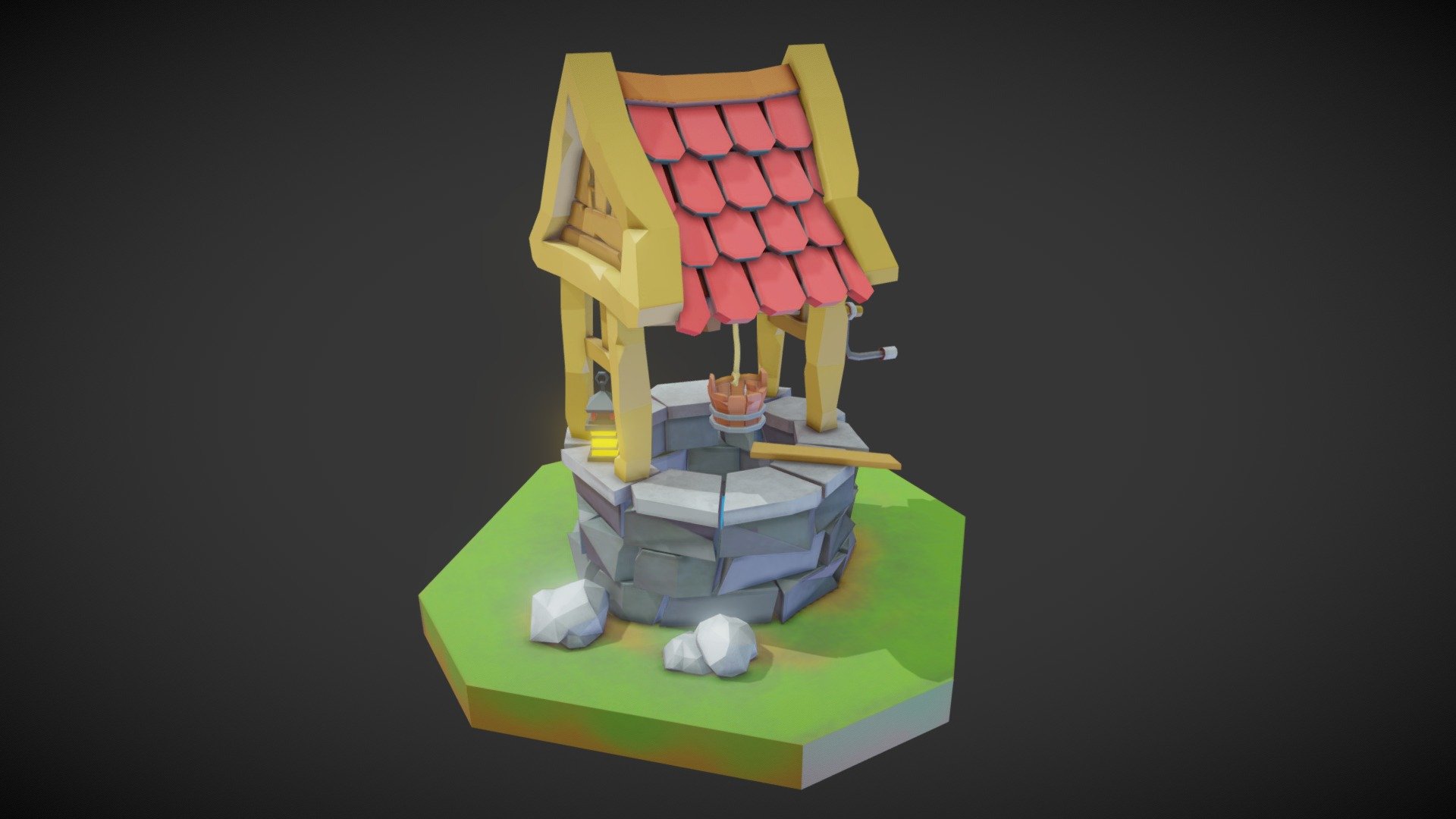 Low Poly (Not Bell)Well with Lamp And Bucket - Download Free 3D model ...