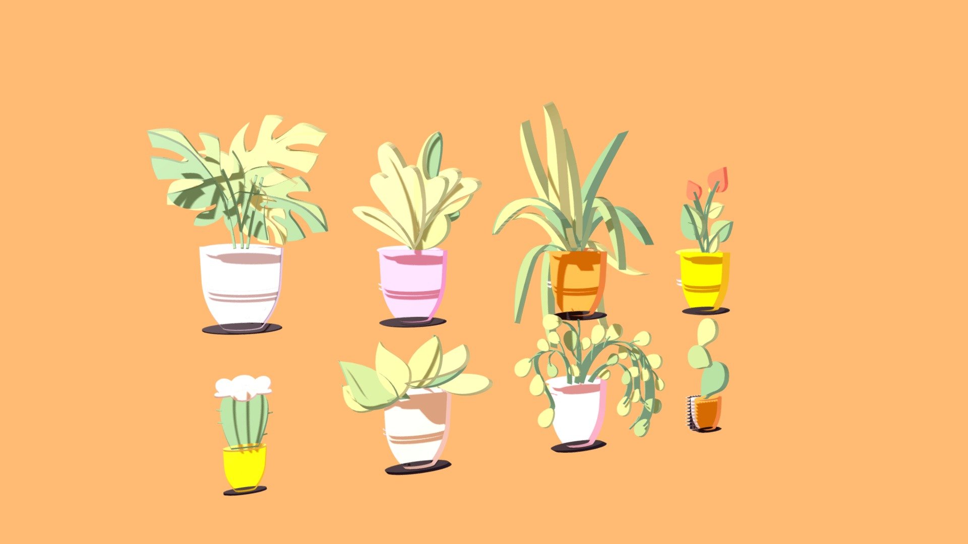 2.5D Illustrated Plants - Download Free 3D model by June's Cloud ...