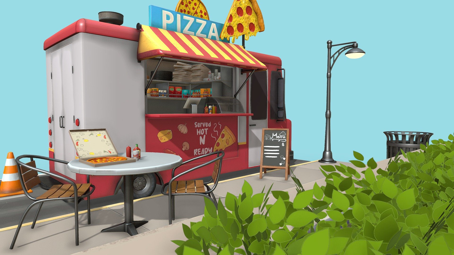 Stylized Pizza Truck - Buy Royalty Free 3D model by WillowBoxArt ...