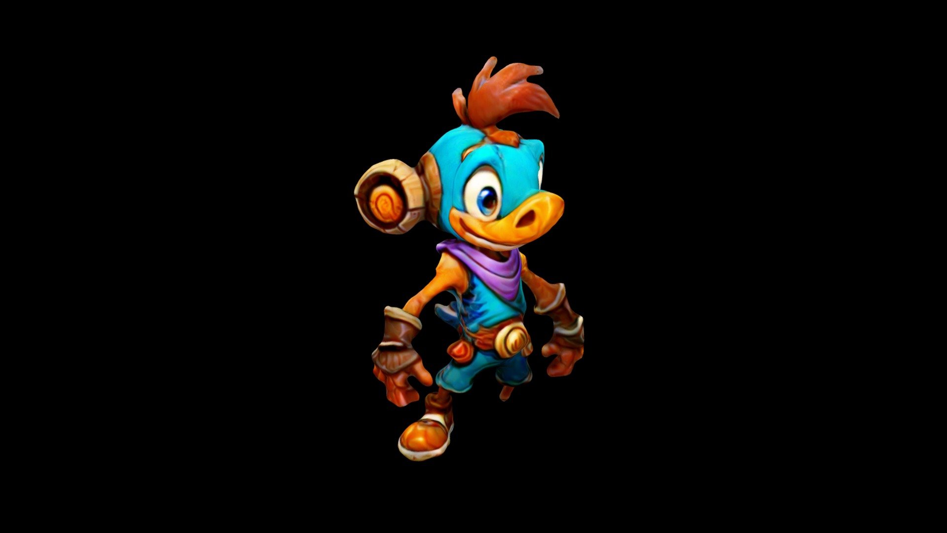a blue bird wearing a purple scarf and brown boo - Download Free 3D ...