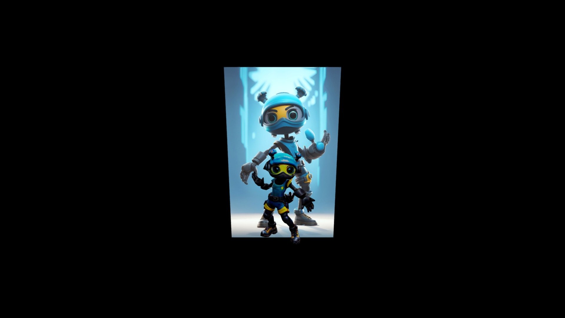 a robot with a blue helmet and yellow arms, octa - Download Free 3D ...