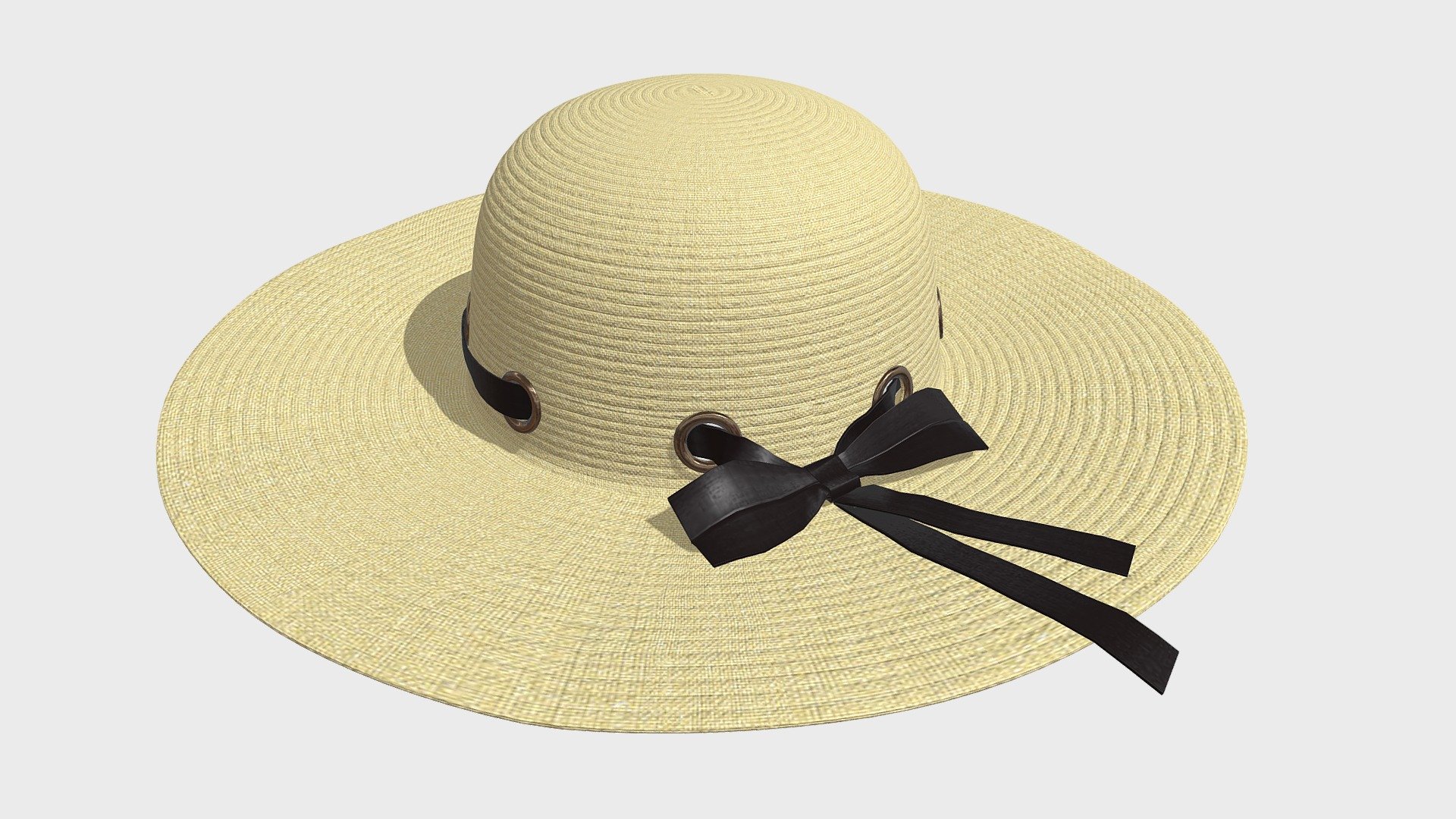 Straw hat with ribbon - 3D model by FrancescoMilanese [21b9978] - Sketchfab