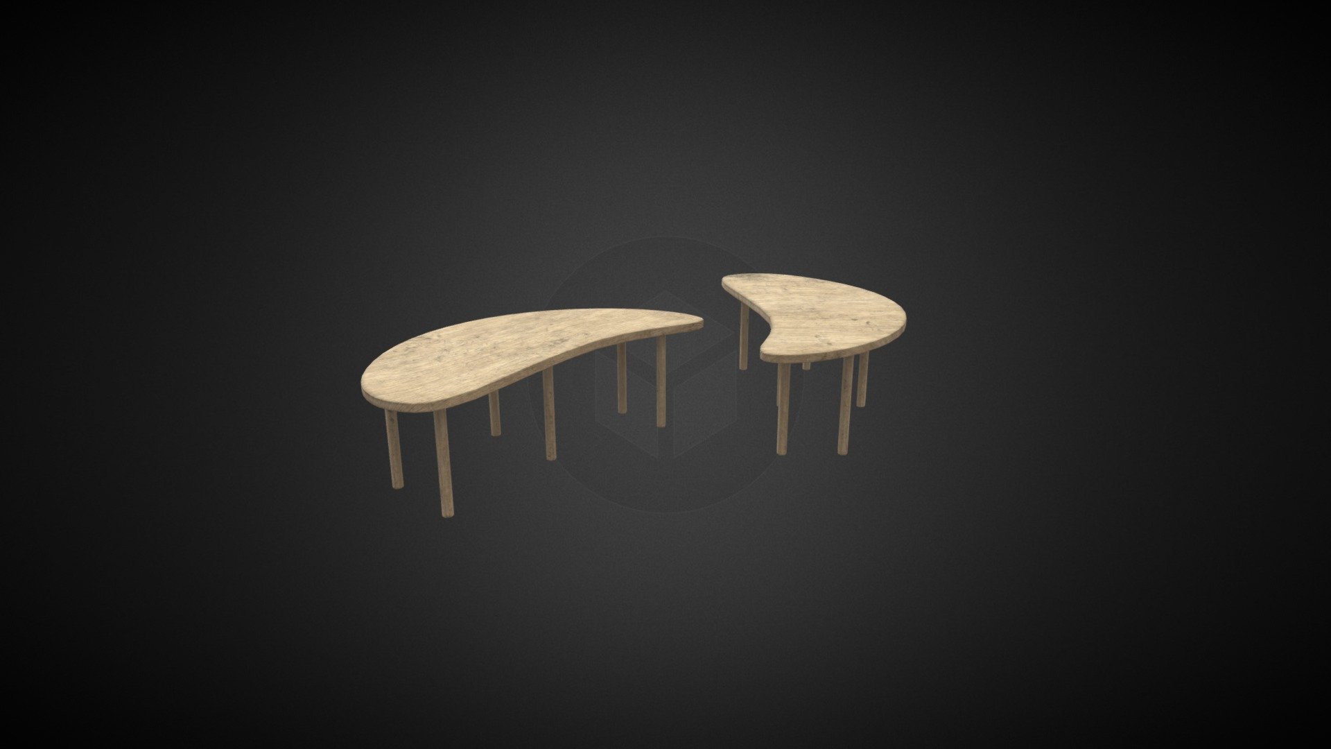 Rustic Wooden Crescent Tables - Download Free 3D model by hema19 ...