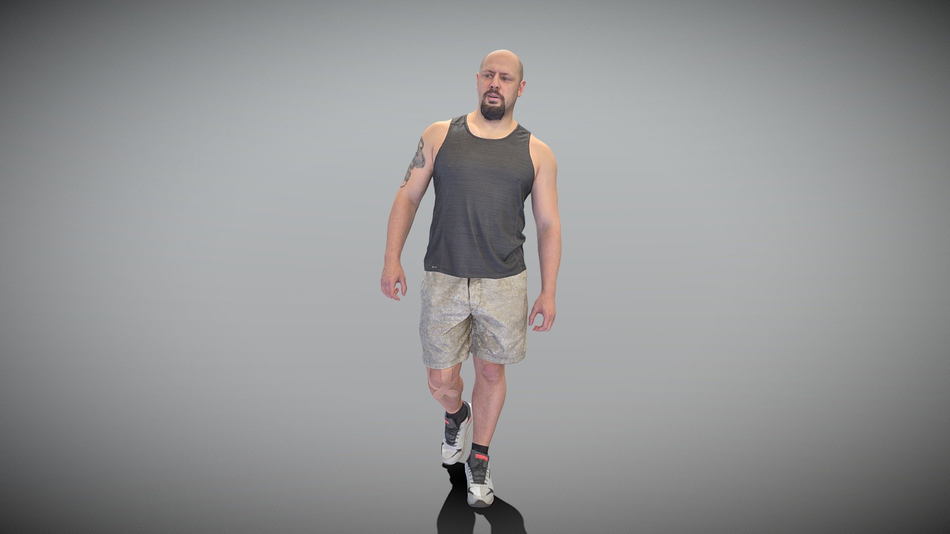 Bald athletic man walking 376 - Buy Royalty Free 3D model by ...