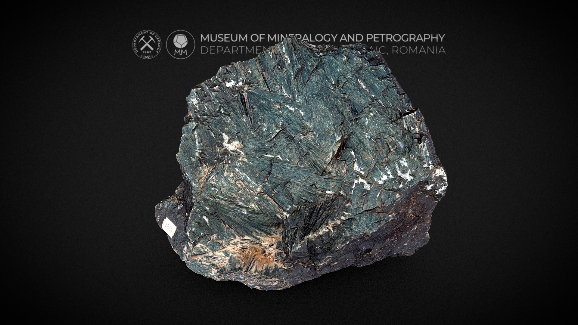 Dark-green radiating crystals of Ludwigite - 3D model by Museum of ...