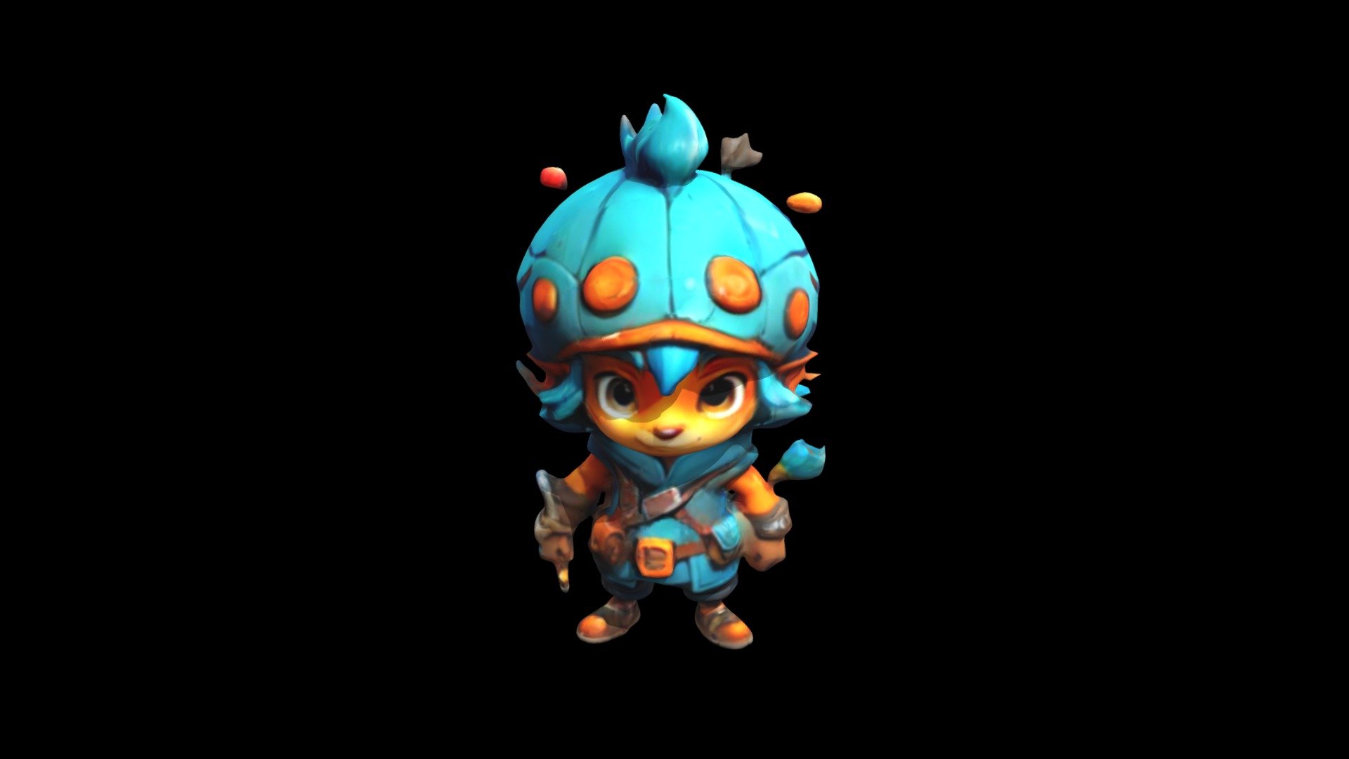 a drawing of a cartoon character with a blue - Download Free 3D model ...