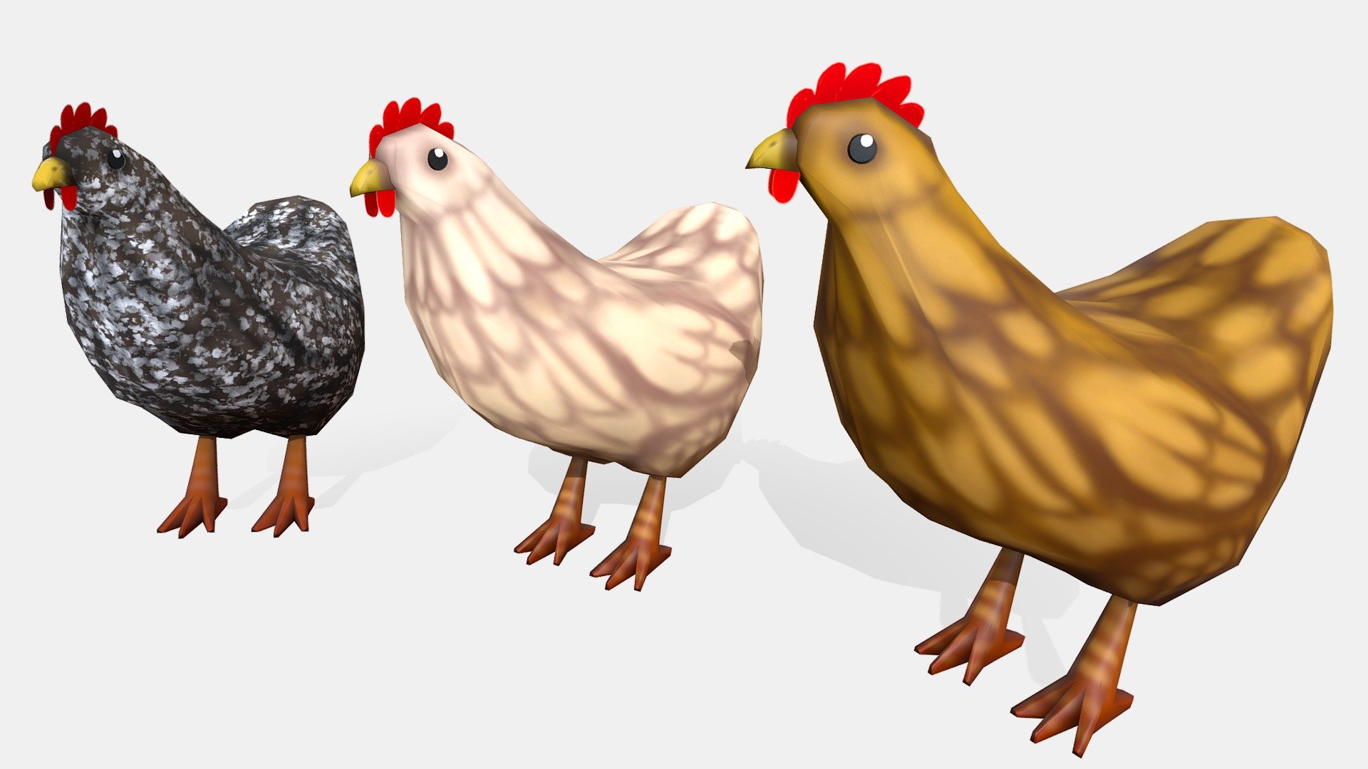 Cartoon Chickens - 3D model by Rhett Wimmer (@Pavus_The_Pug) [223bf76 ...