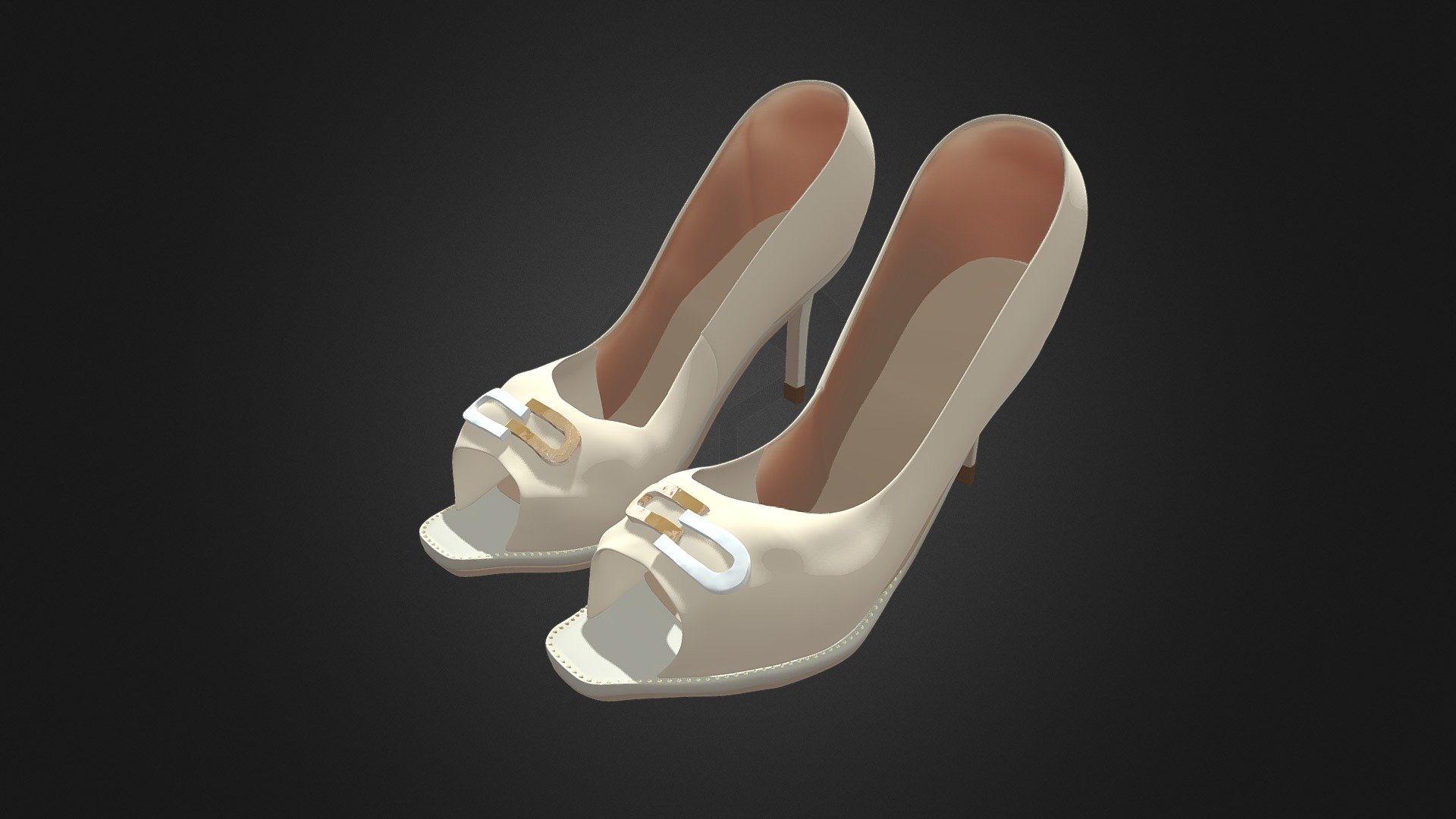 Beige peep-toe high heels shoes - 3D model by ChristinaJane [224742b ...