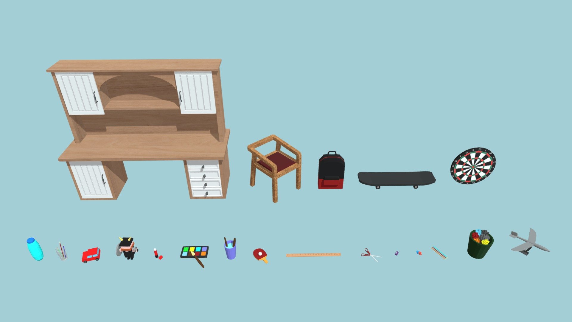 Low Poly Kids Bedroom Props - Asset Pack - Download Free 3D model by ...