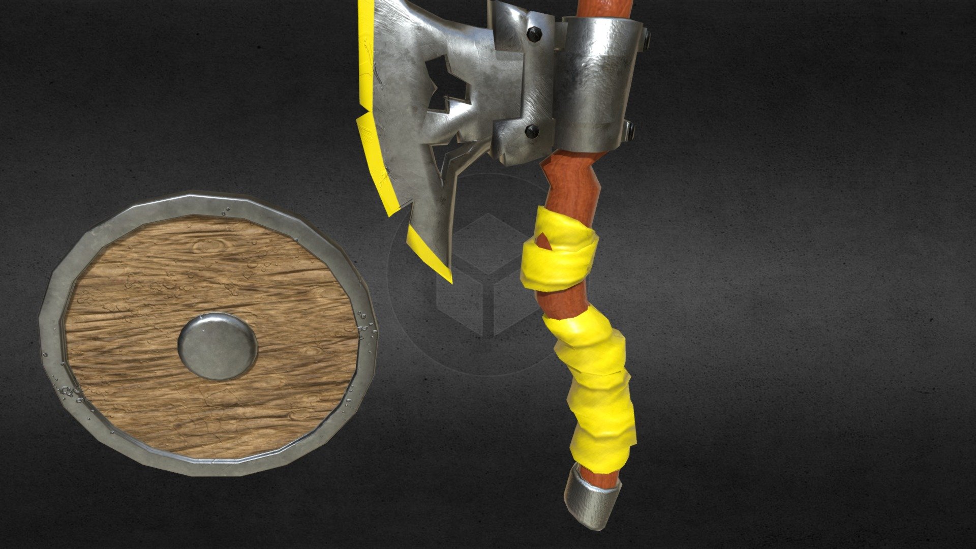 Axe X Shield - 3D model by Ney (@Thongpitak) [225fed6] - Sketchfab
