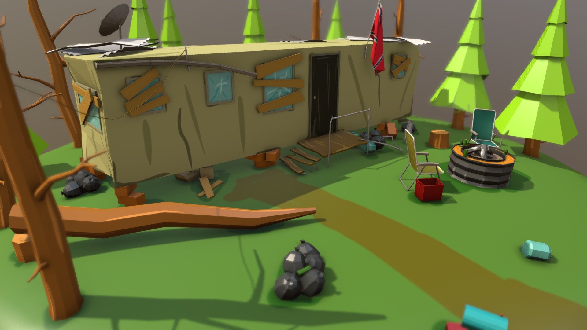 Trailer Trash - 3D model by MADssensce [2260048] - Sketchfab