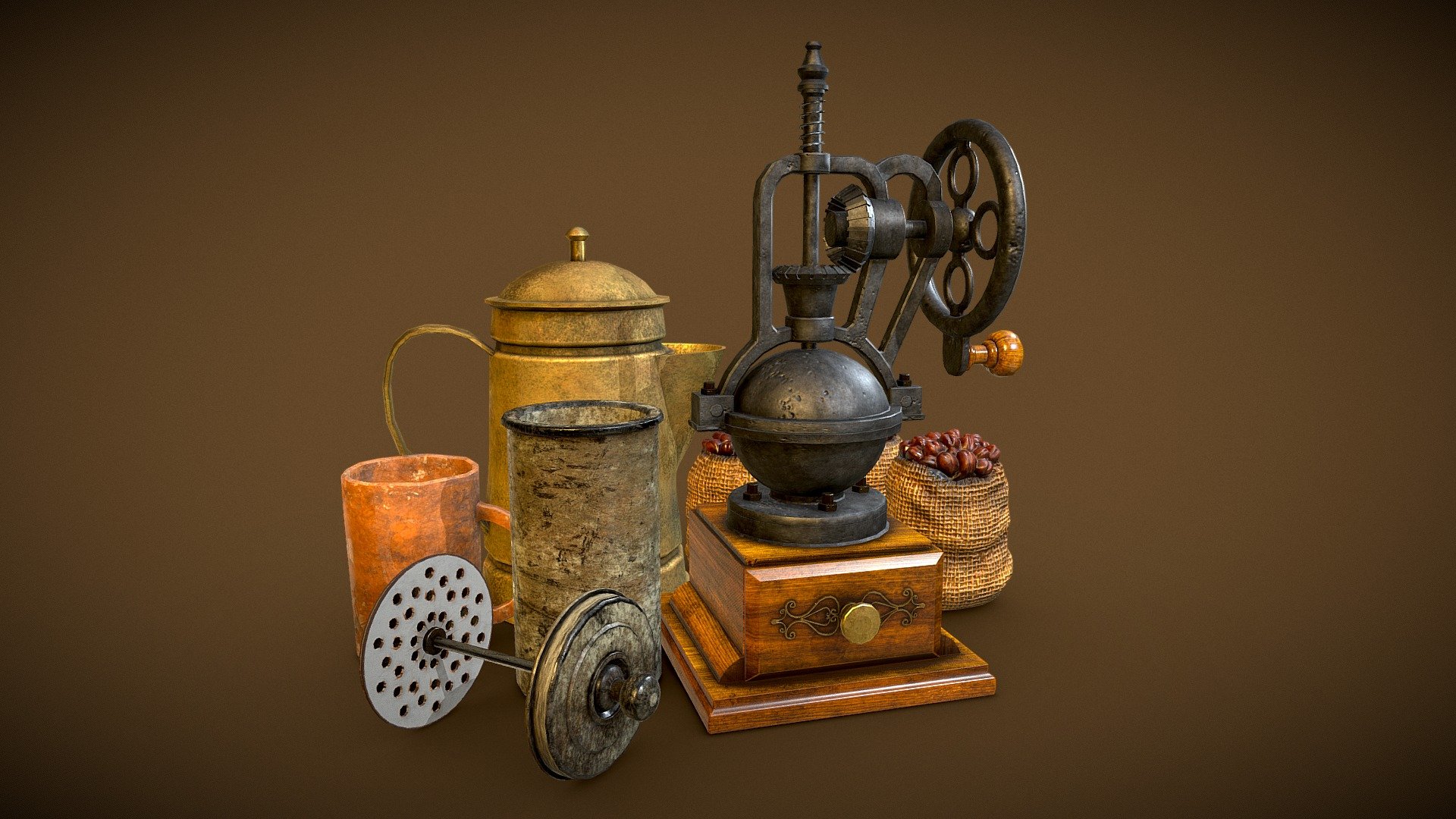 Vintage Coffee - Assets - 3D model by skygreen [22654ac] - Sketchfab