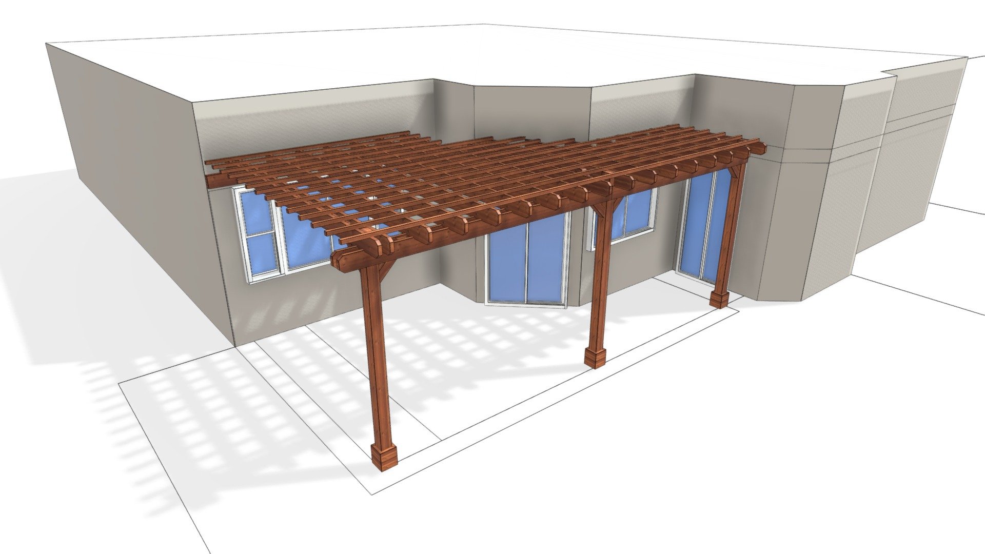 Custom Attached Pergola 24 ft L x 14 ft W - 3D model by Conceptual ...
