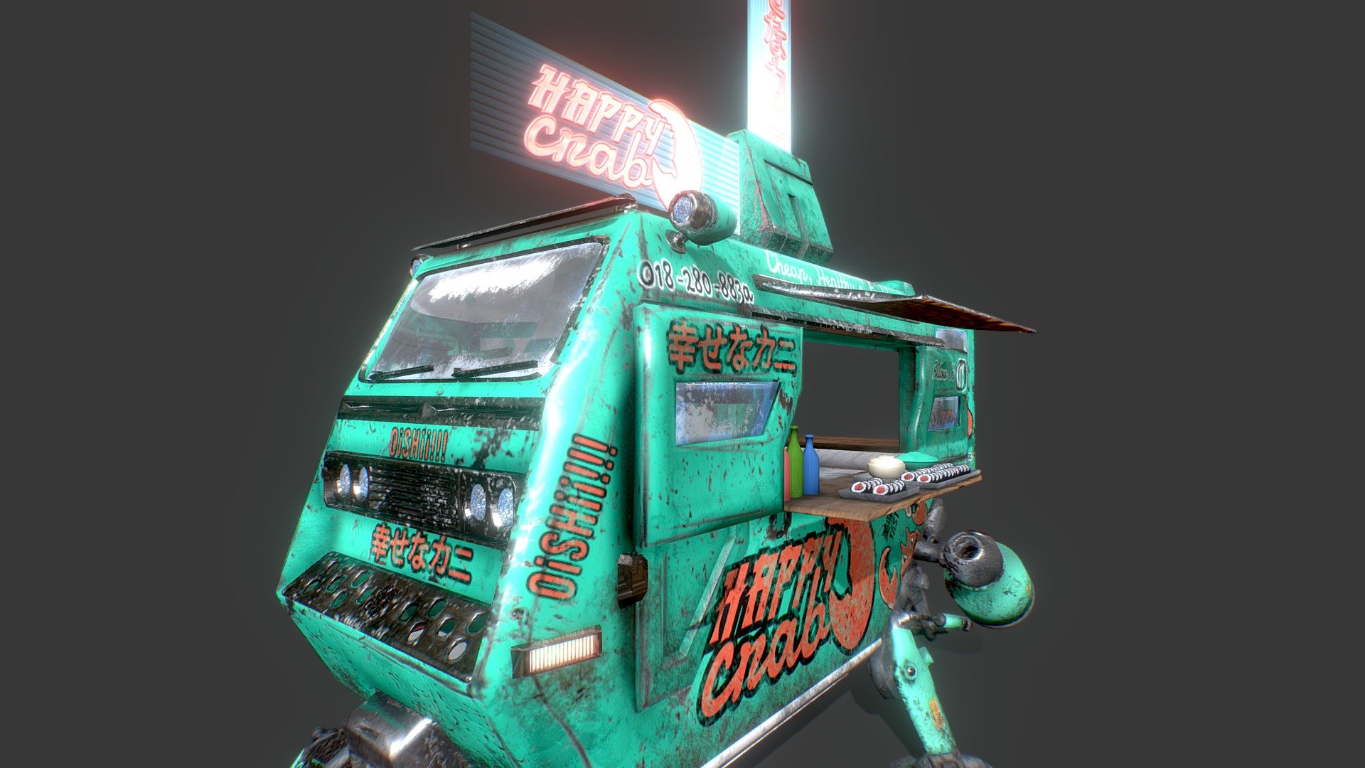 CYBERPUNK FOOD TRUCK JAPANESE FOOD HAPPY CRAB - 3D model by ...