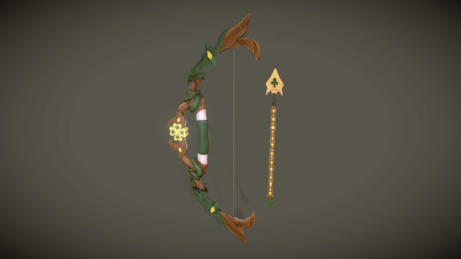 Handpainted Fantasy Bow and Arrow - 3D model by himawani (@himawani_art ...