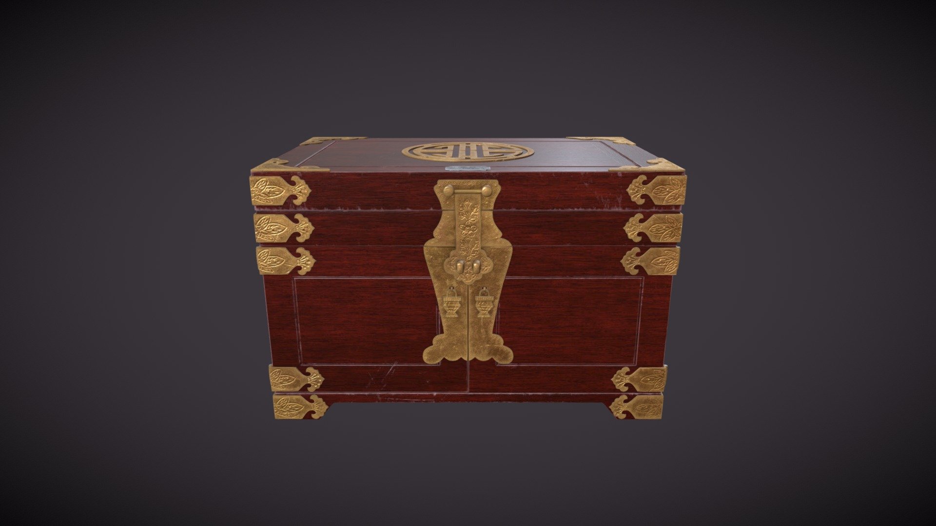 Asian Wood and Brass Jewelry Box - 3D model by mocampo [227db23 ...
