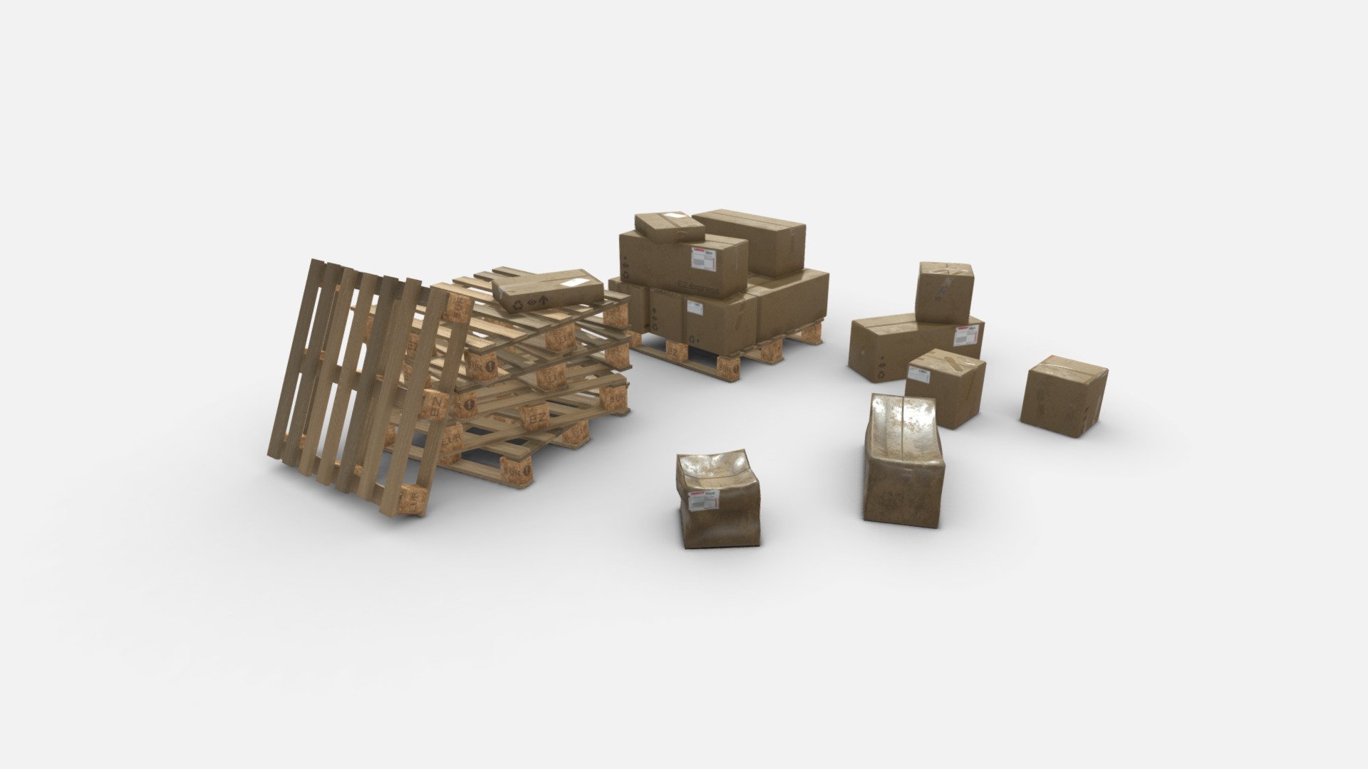 Boxes and pallet - Buy Royalty Free 3D model by Evan (@Evanz) [22846db] - Sketchfab Store