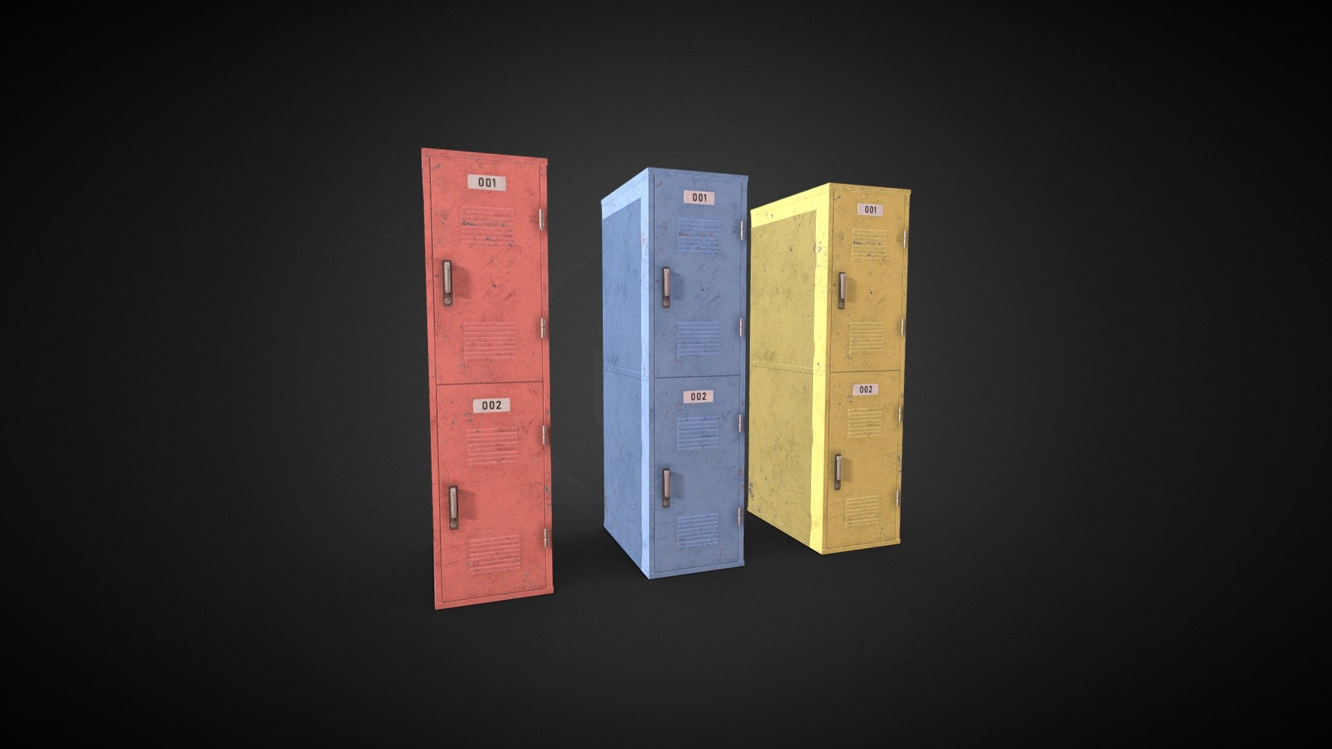 Colared School Lockers | Game Ready | 4K - Download Free 3D model by ...