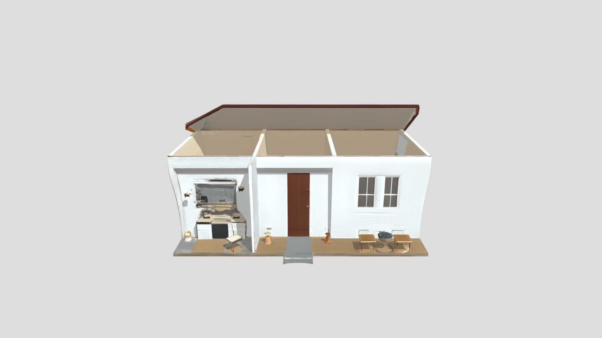 top-down view of a small house floor plan - 3D model by brumaisa.fae ...