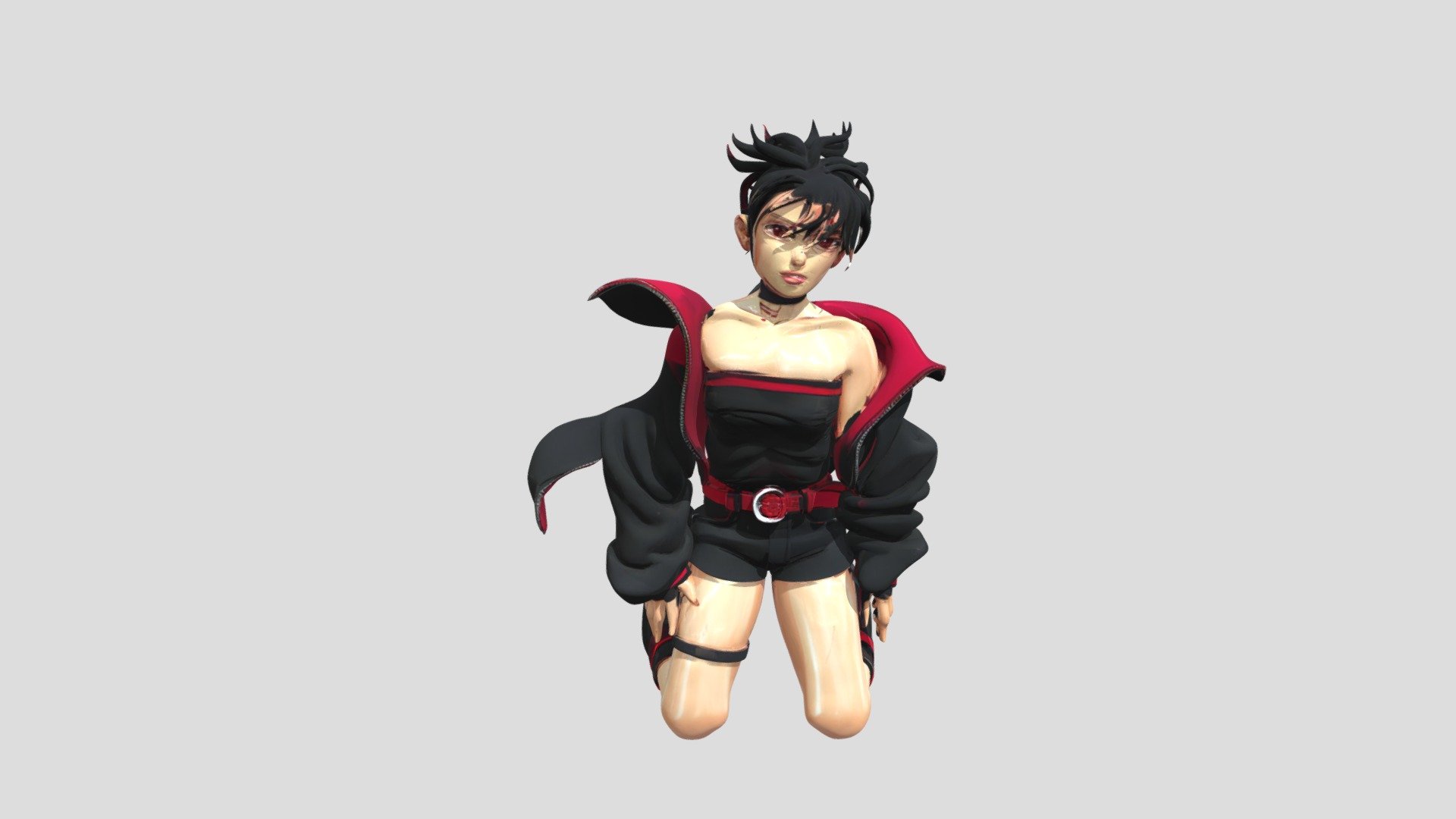 Kneeling Sadara in black and red - Download Free 3D model by ...