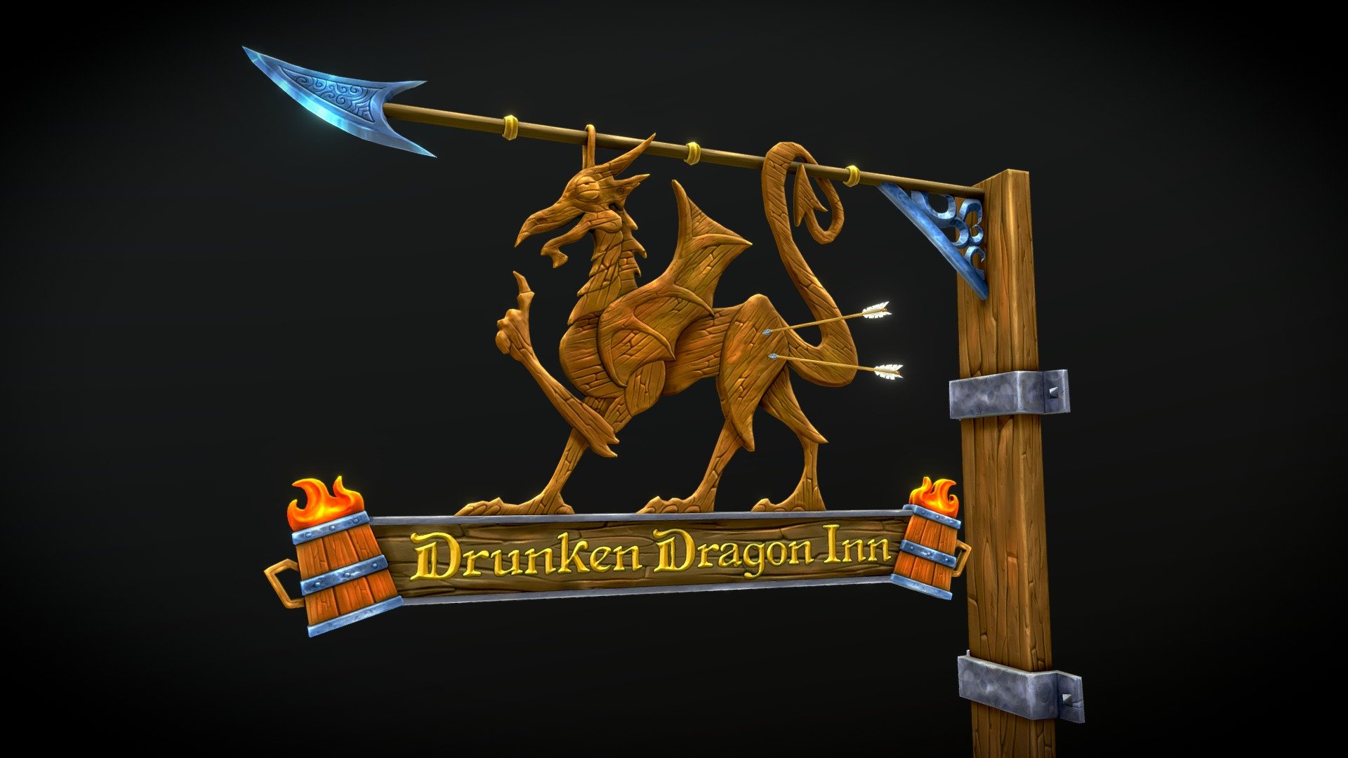 Drunken Dragon Inn sign - 3D model by KMZ [229e504] - Sketchfab