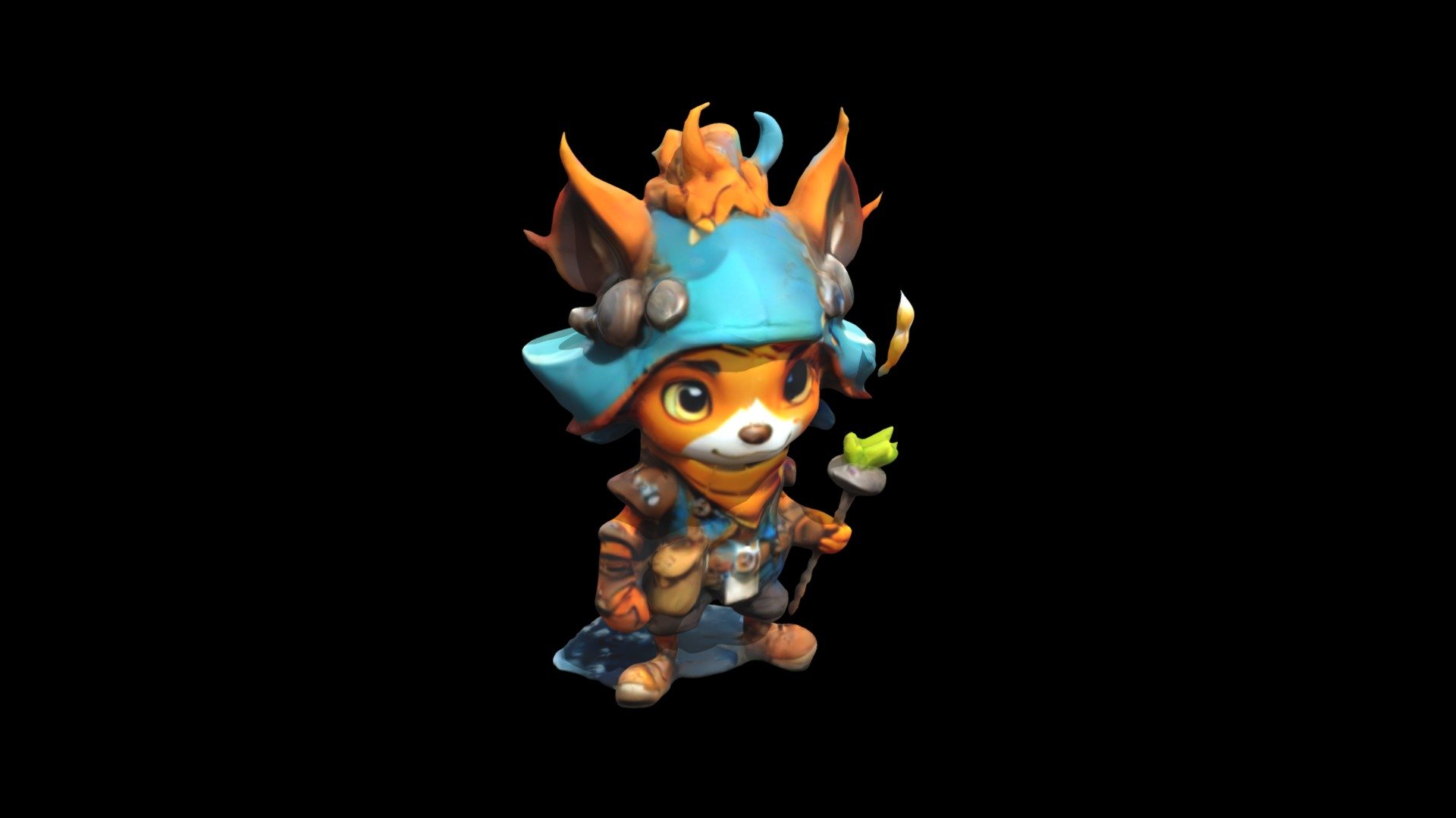 a cartoon character with a blue hat and a flo - Download Free 3D model ...