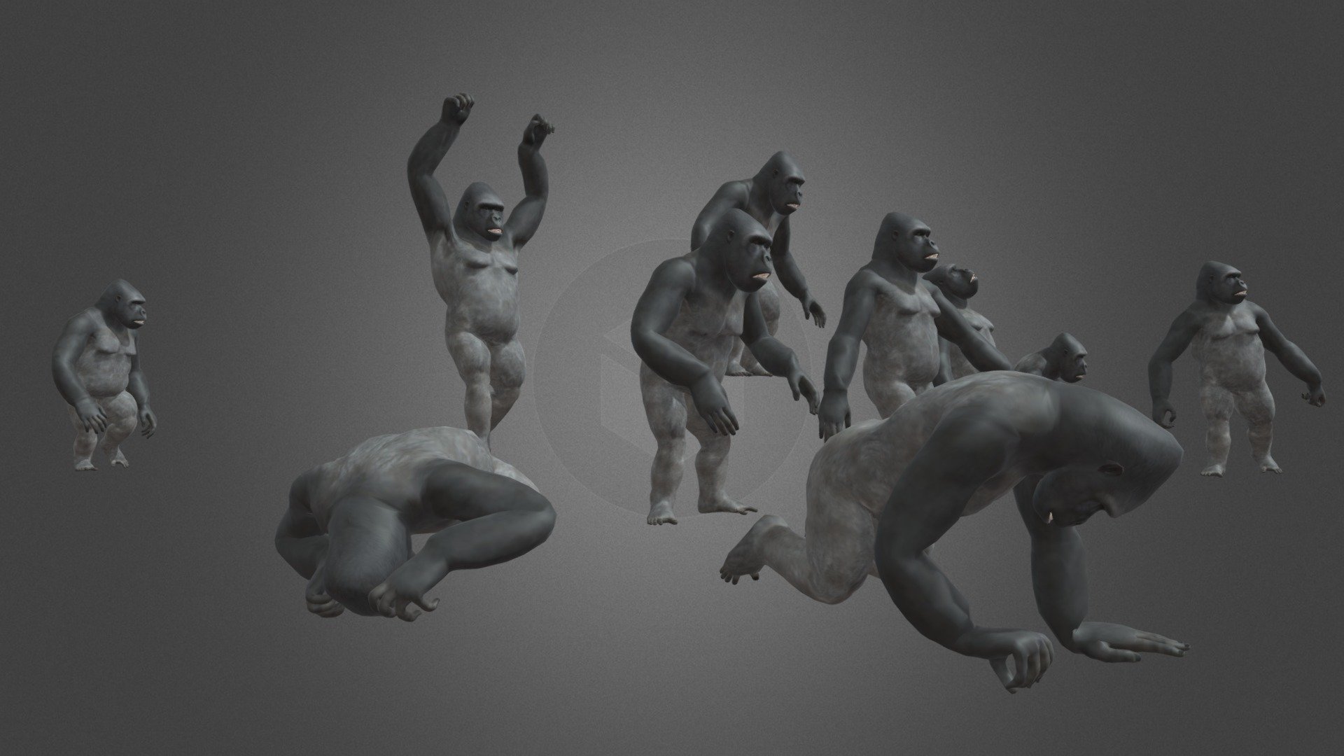 GORILLAS IN ACTION SCENE - Buy Royalty Free 3D model by PATH DEFORM (@pathdeform) [22a788c ...