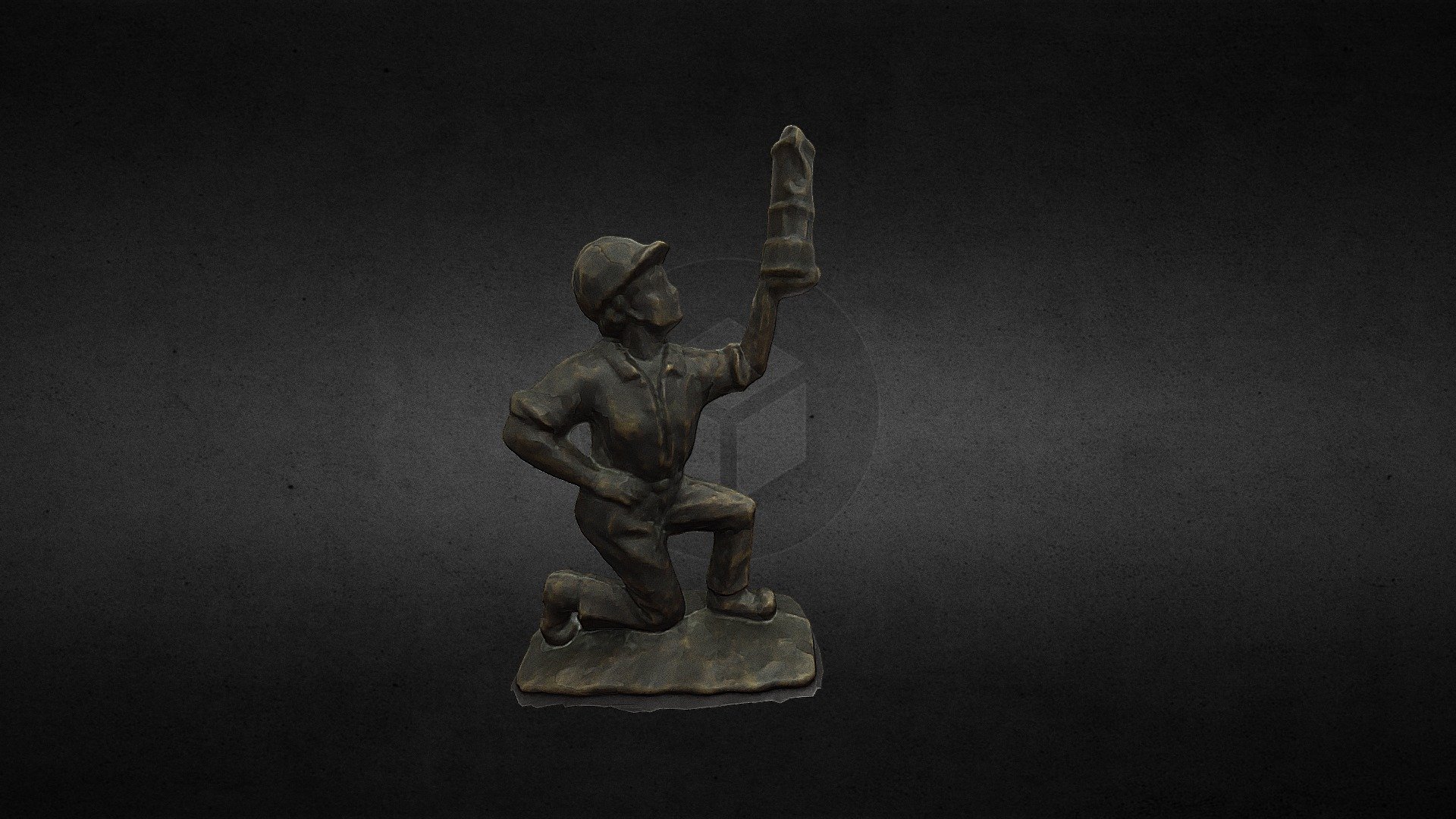 Statue of Kneeling Miner with Petrol Lamp - Download Free 3D model by ...