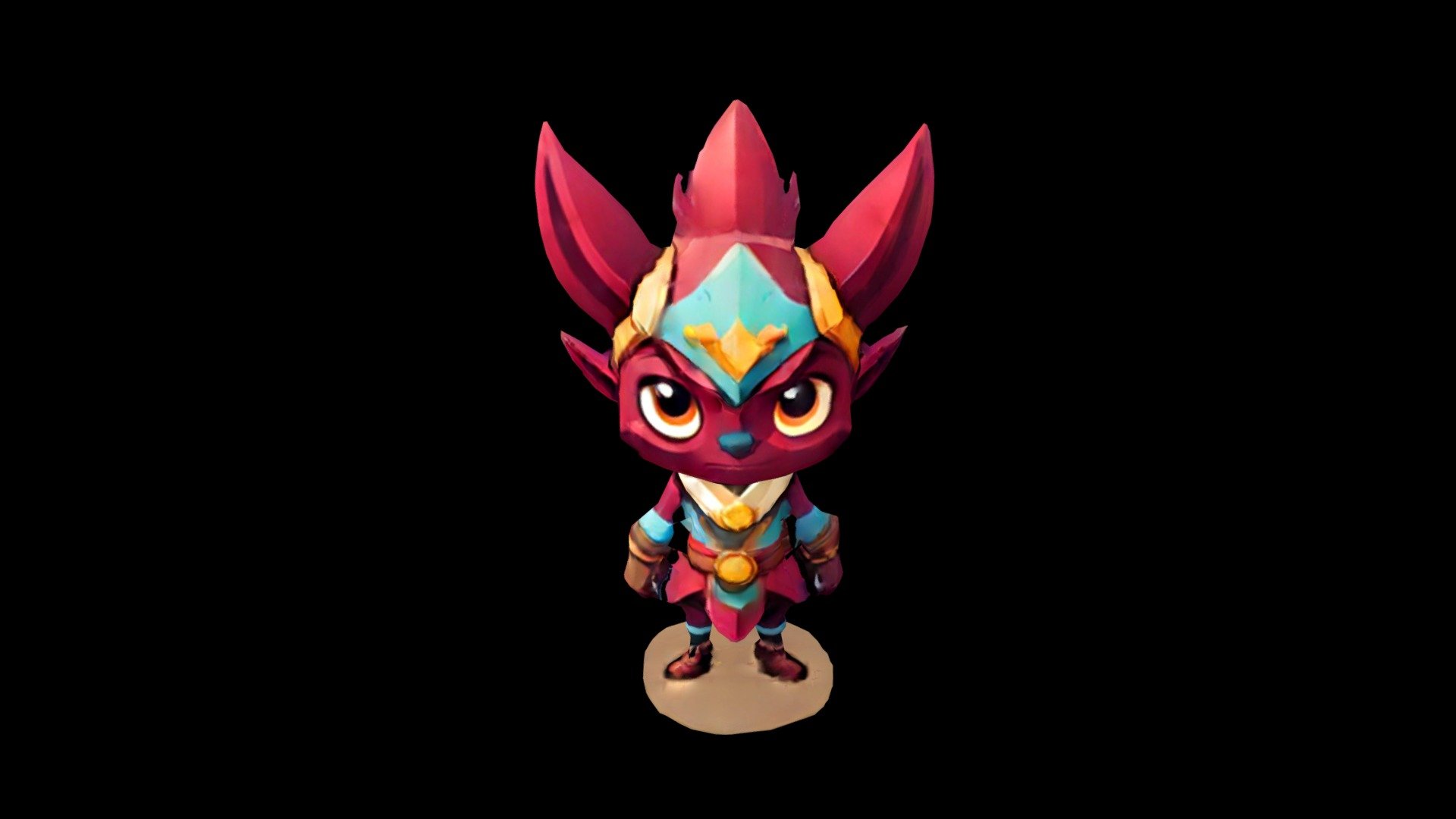 A cute, cartoon-style character with red skin an - Download Free 3D ...