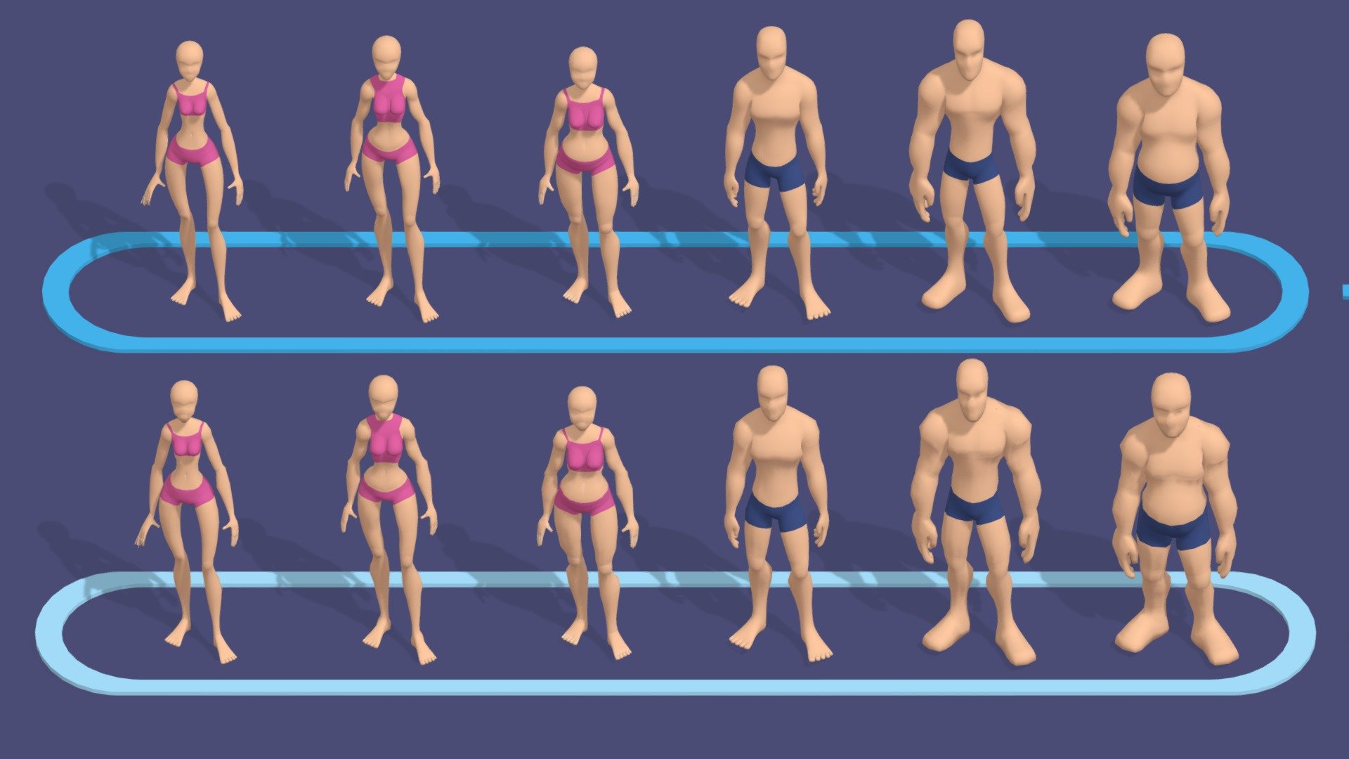 Base Characters Male & Female Rigged (Low Poly) - Buy Royalty Free 3D model by Prisha ...