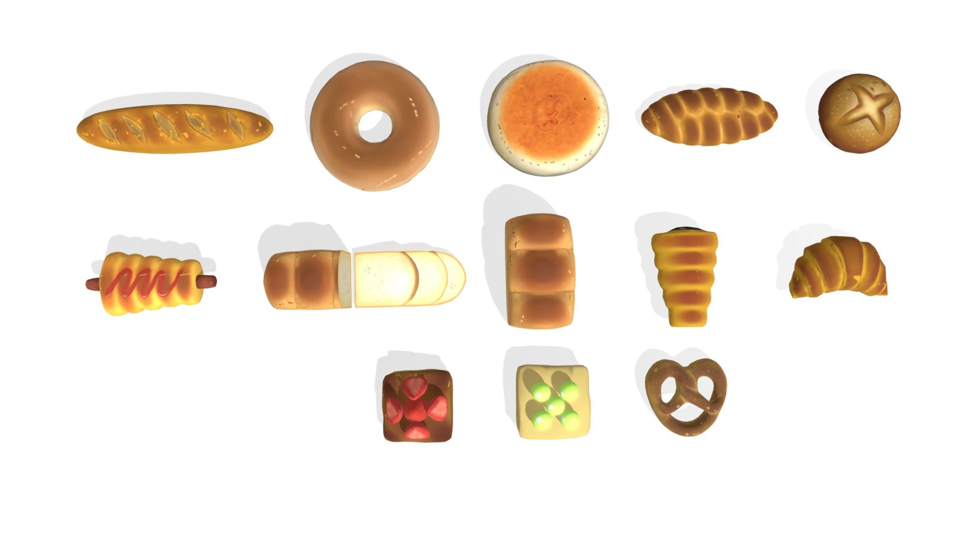 lowpoly Bread Pack13 - Buy Royalty Free 3D model by digikstudio [22e43f5] - Sketchfab Store